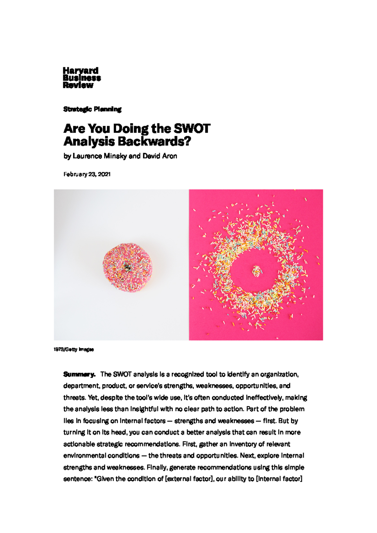 SWOT Are You Doing the SWOT Analysis Backwards - Strategic Planning Are ...