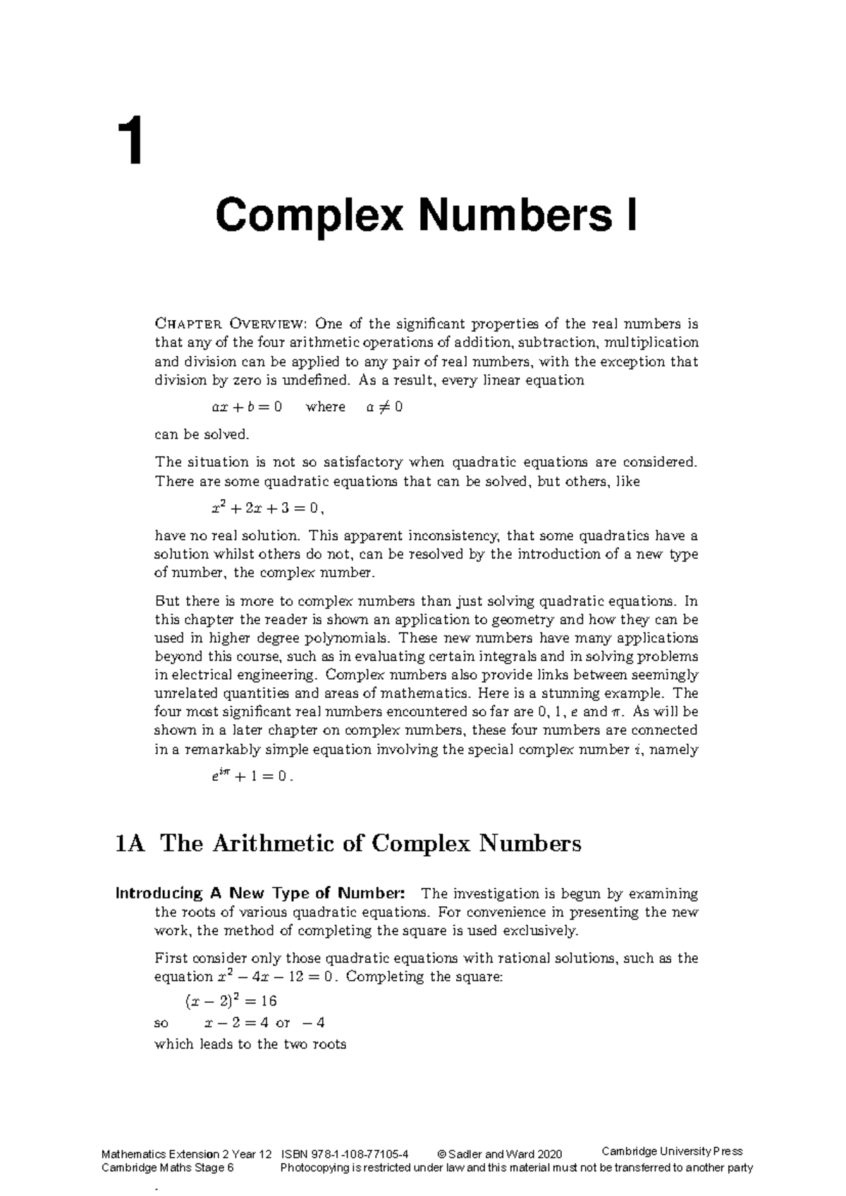 Chapter 1 Complex numbers I - 1 Complex Numbers I Chapter Overview: One of the significant - Studocu