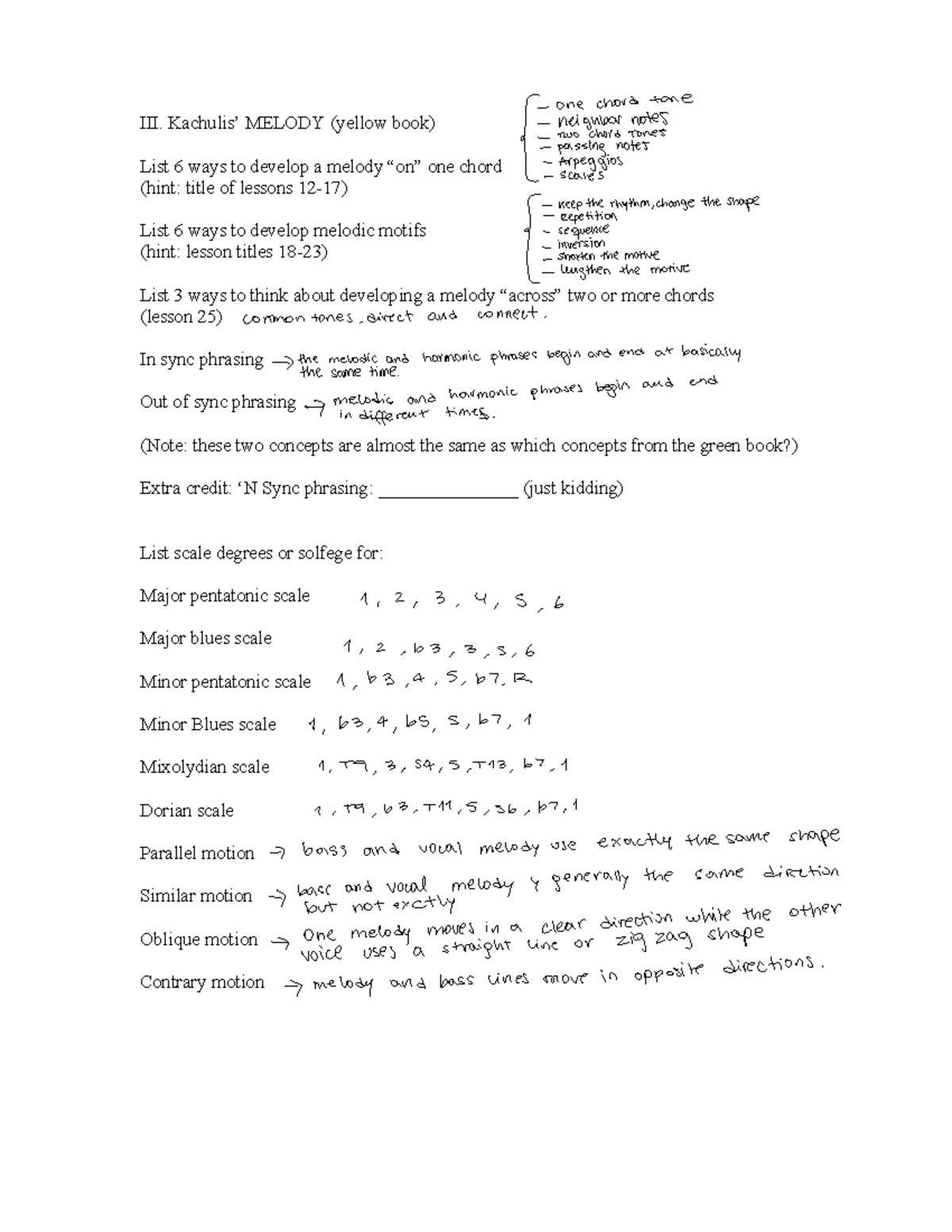 Songwriting vocabulary 4 - III. Kachulis’ MELODY (yellow book) List 6 ...