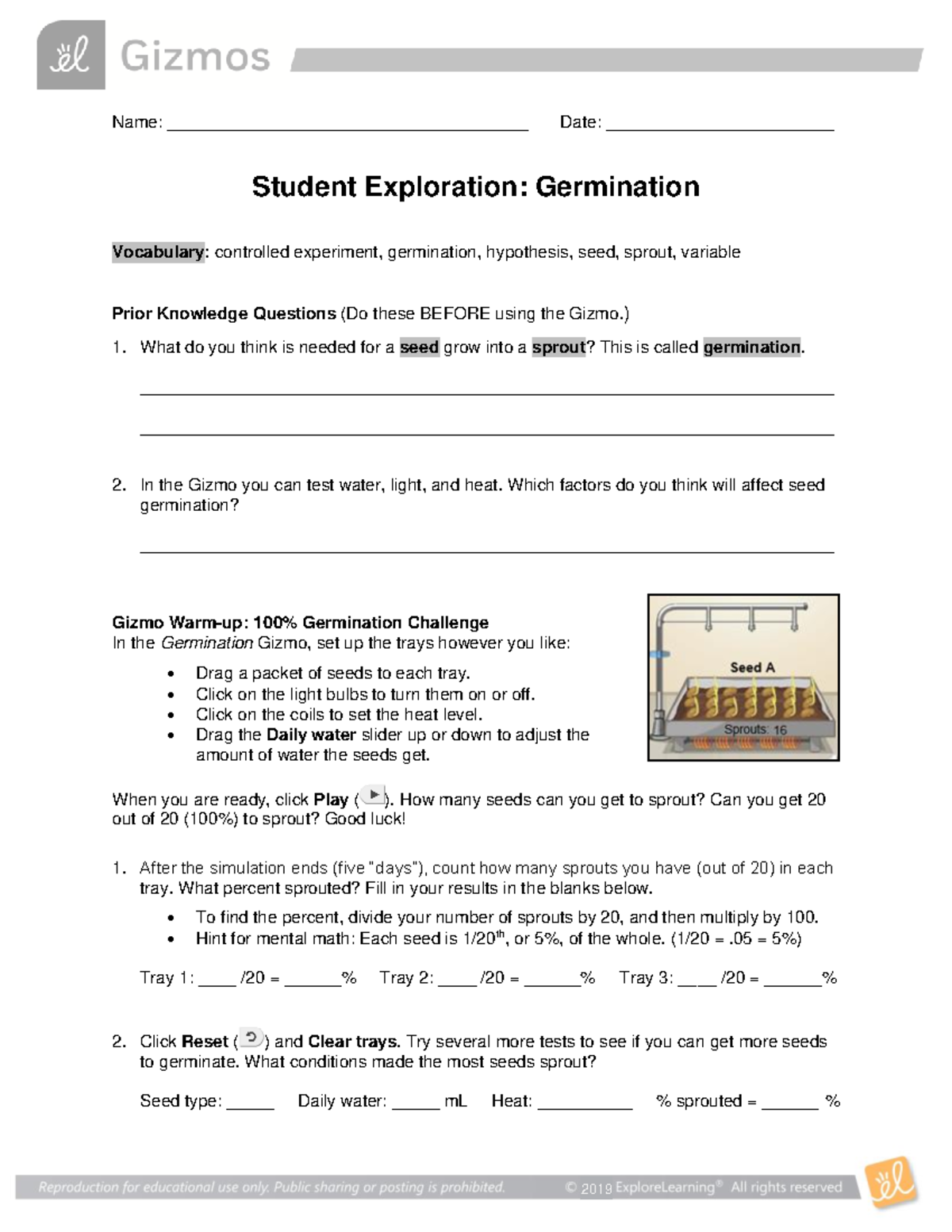 Germination Gizmo - this is for science its easy but i need help on it ...