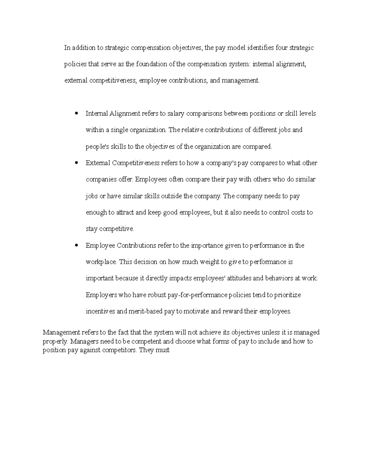 In addition to strategic compensation objectives - Internal Alignment ...