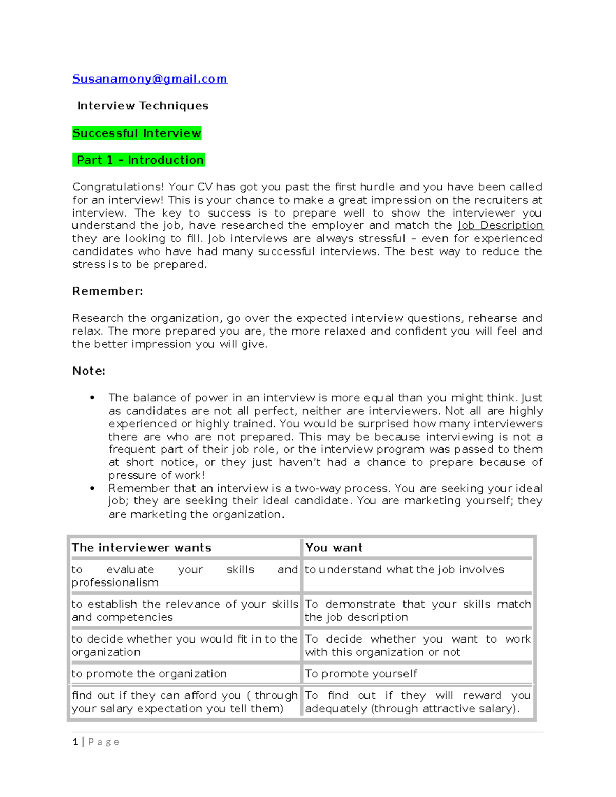 Interview Guide - Susanamony@gmail Interview Techniques Successful ...