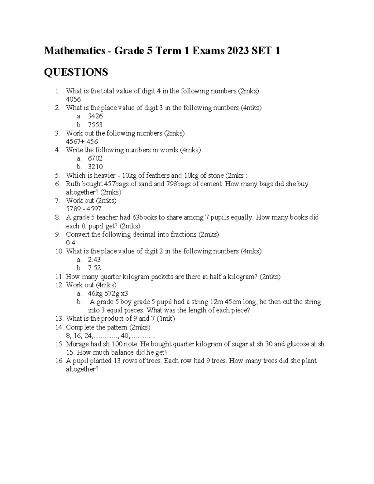 Mathematics-2 - What is the total value of digit 4 in the following ...