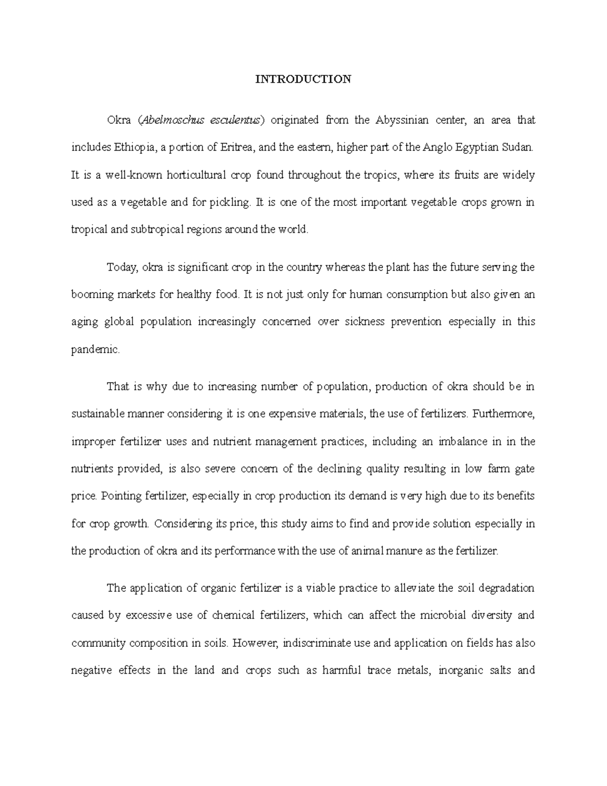 Introduction - intro to lecture notes - INTRODUCTION Okra ( Abelmoschus ...
