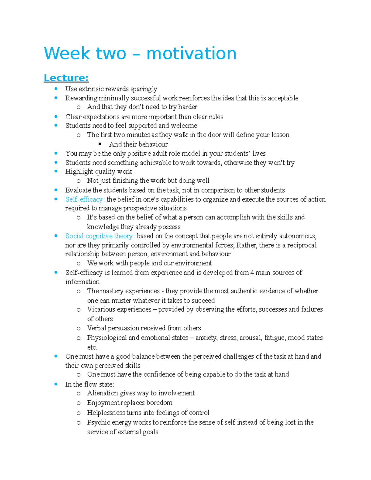Week 2 - Lecture notes with Dr Ray Handley and tutorial notes with Ian ...