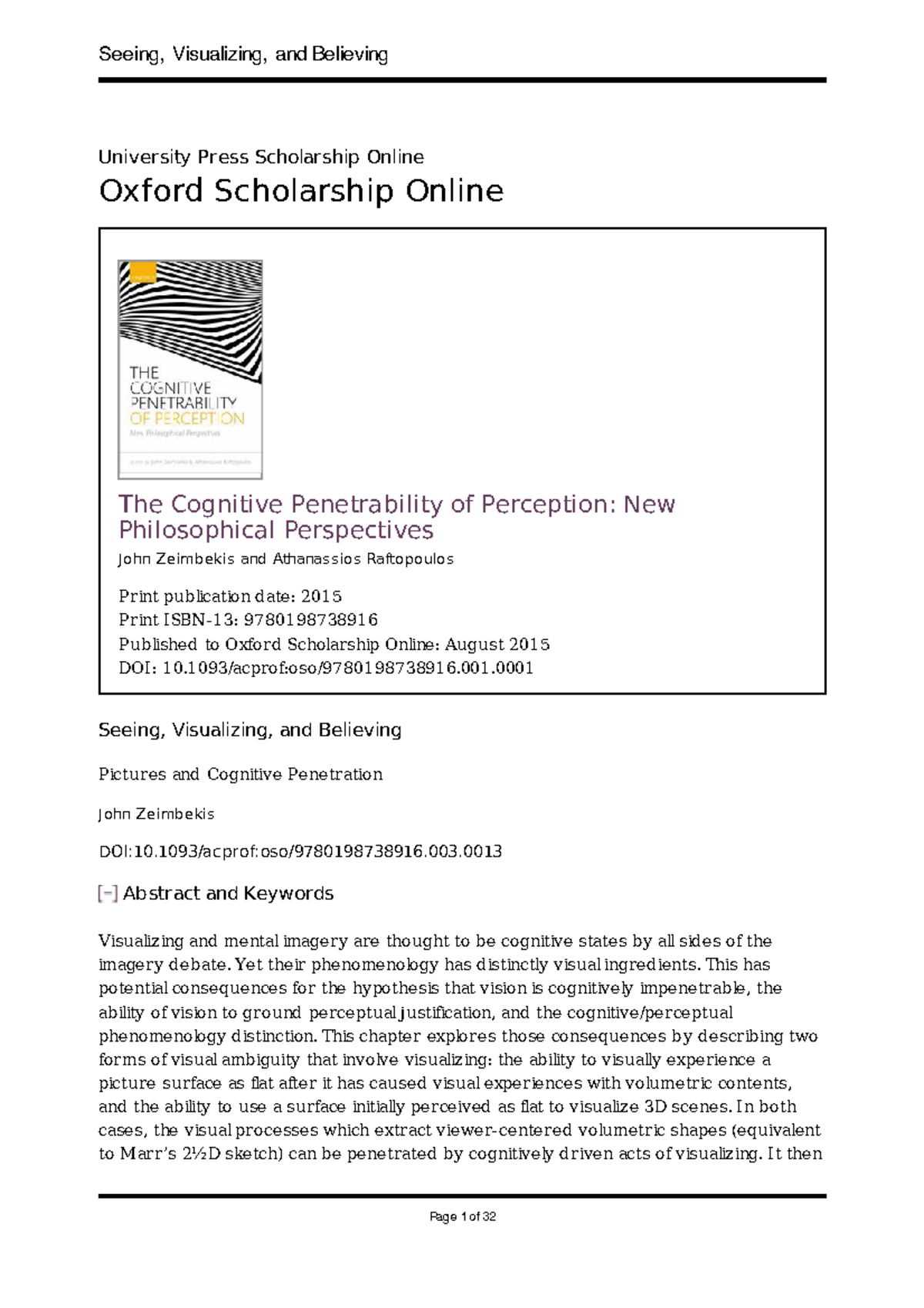 John Zeimbekis The Cognitive Penetrability of Perception - University ...