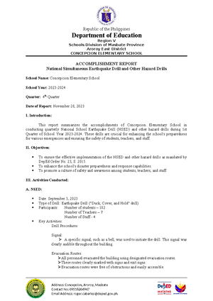 Accomplishment Report Capacity Building 1 - Department of Education ...