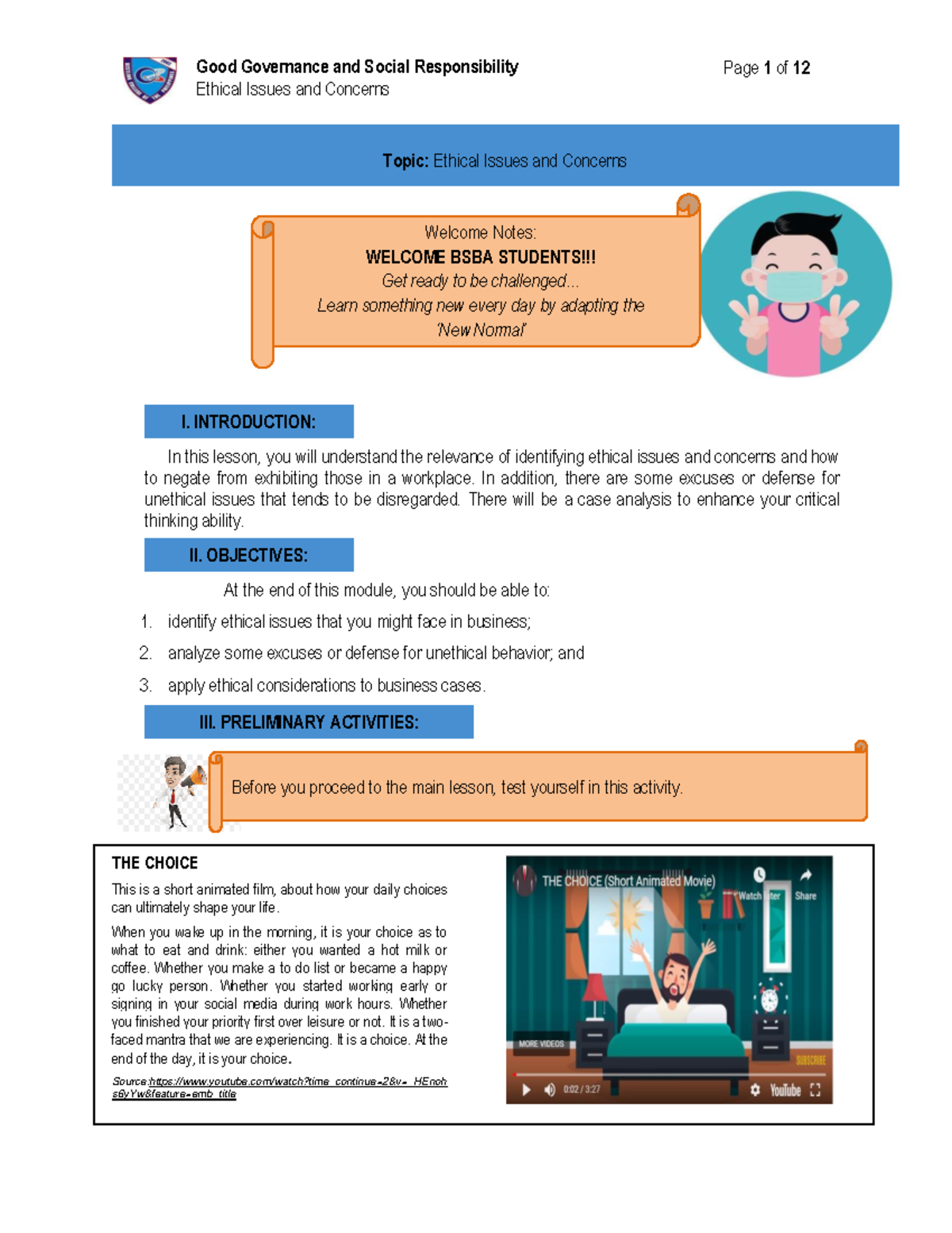 BA 314-Module for Week No - Ethical Issues and Concerns Page 1 of 12 In ...