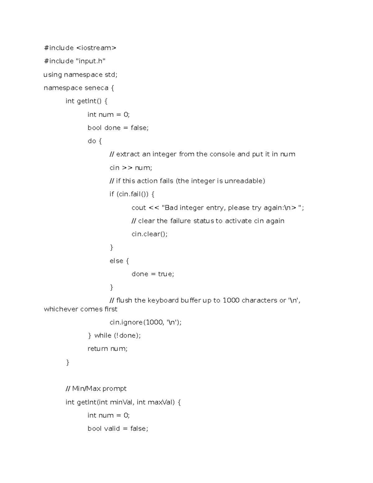 Workshop2 input.cpp - #include #include "input" using namespace std ...