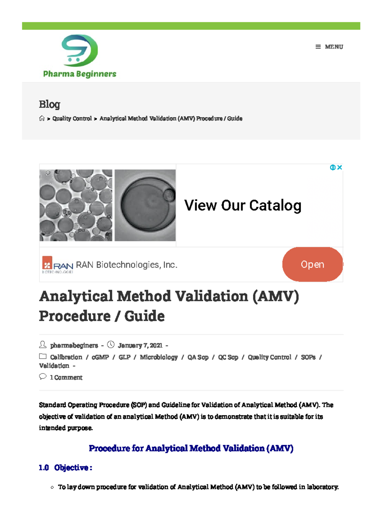 Analytical method Validation - The objective of validation of an ...