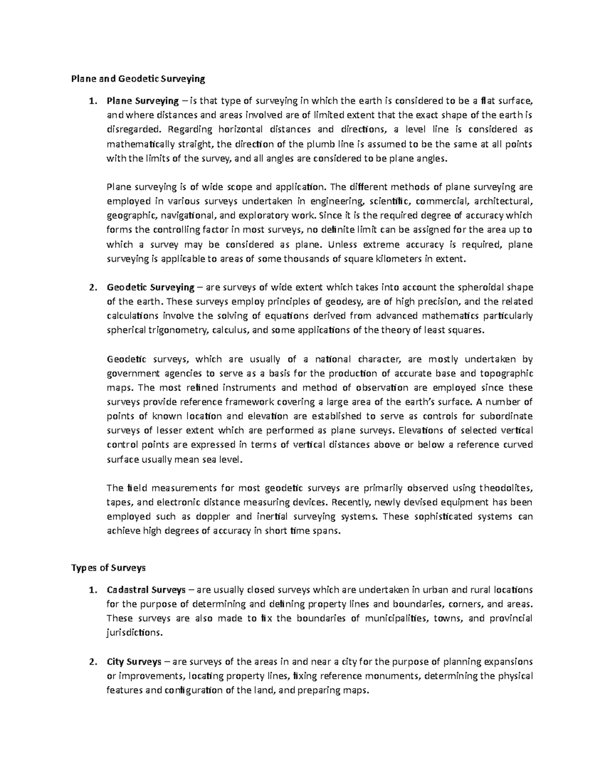 Characteristics and Types of Surveying - Plane and Geodetic Surveying ...