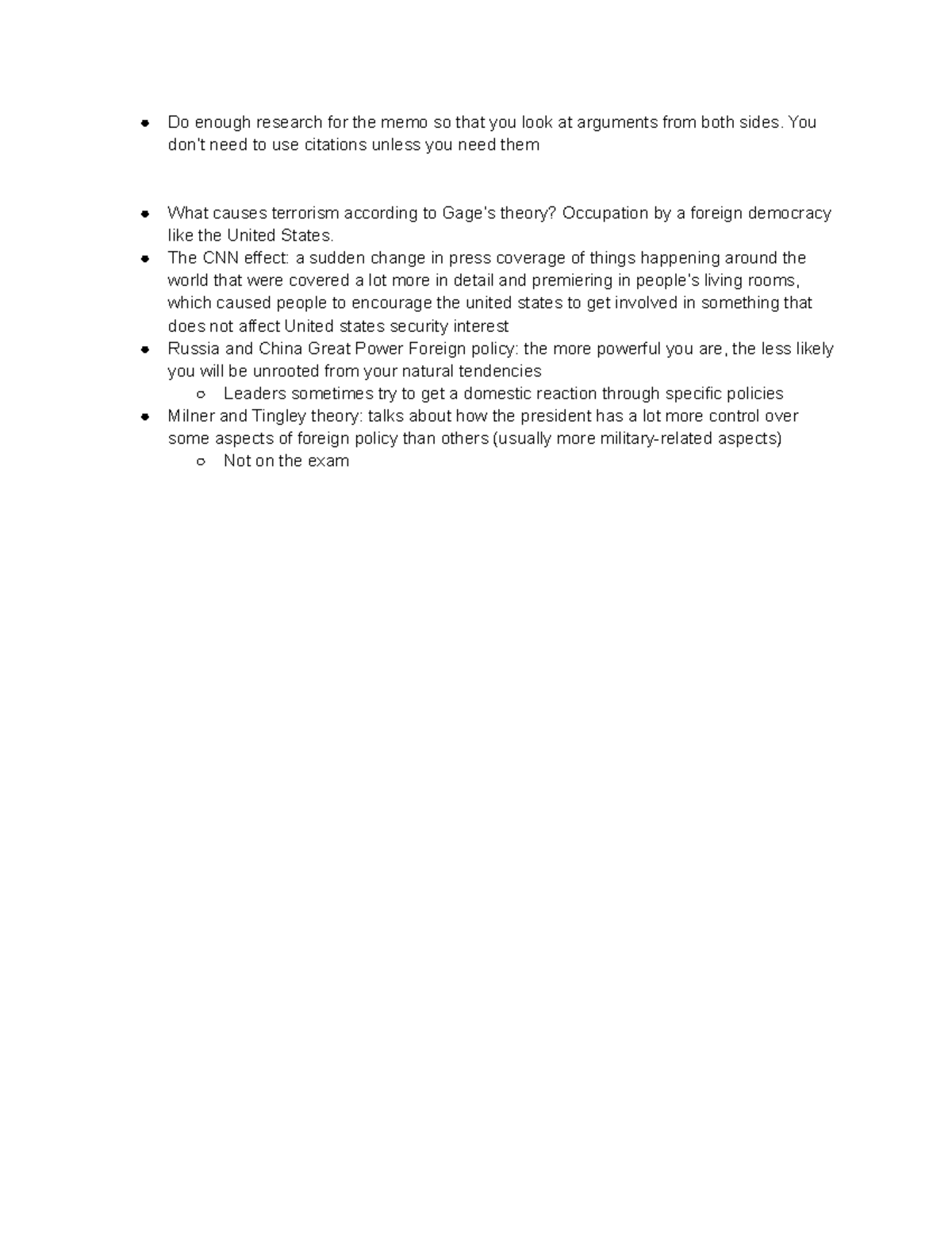 Overall Notes Before Final Exam - Do enough research for the memo so ...