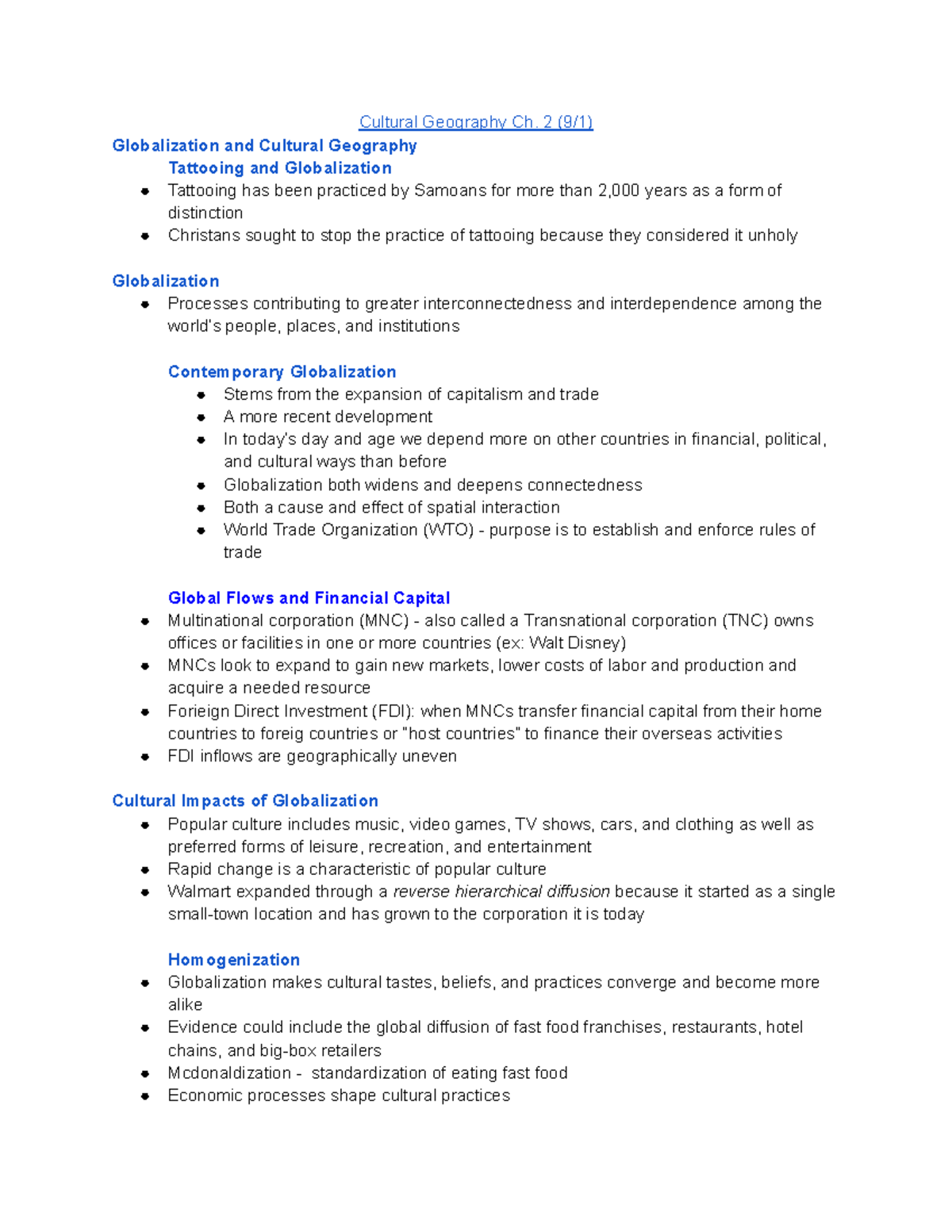 Cultural Geography Ch. 2 (9/1) - Cultural Geography Ch. 2 (9/1 ...