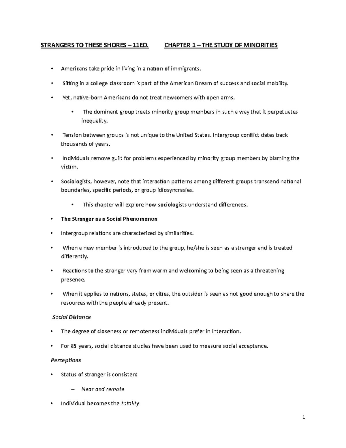 Strangers TO These Shores 11ED. CH 1 Notes - STRANGERS TO THESE SHORES ...