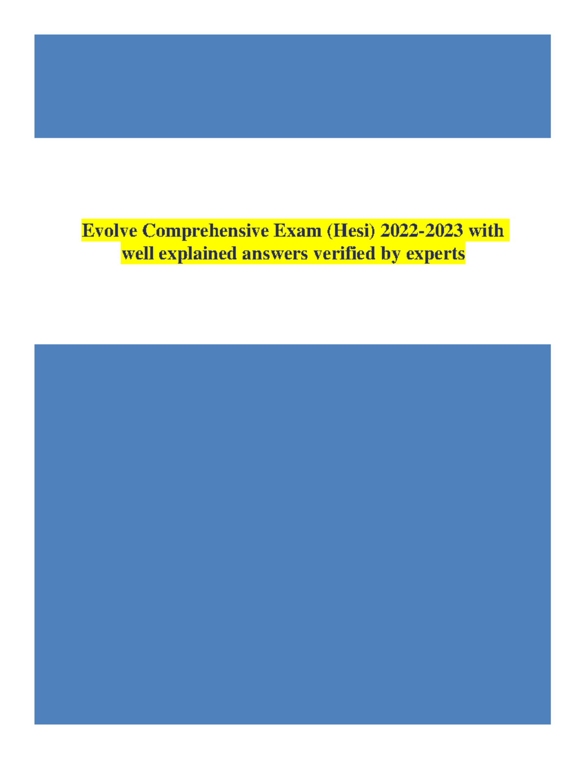 Evolve Comprehensive Exam Hesi 2022 - Evolve Comprehensive Exam (Hesi ...