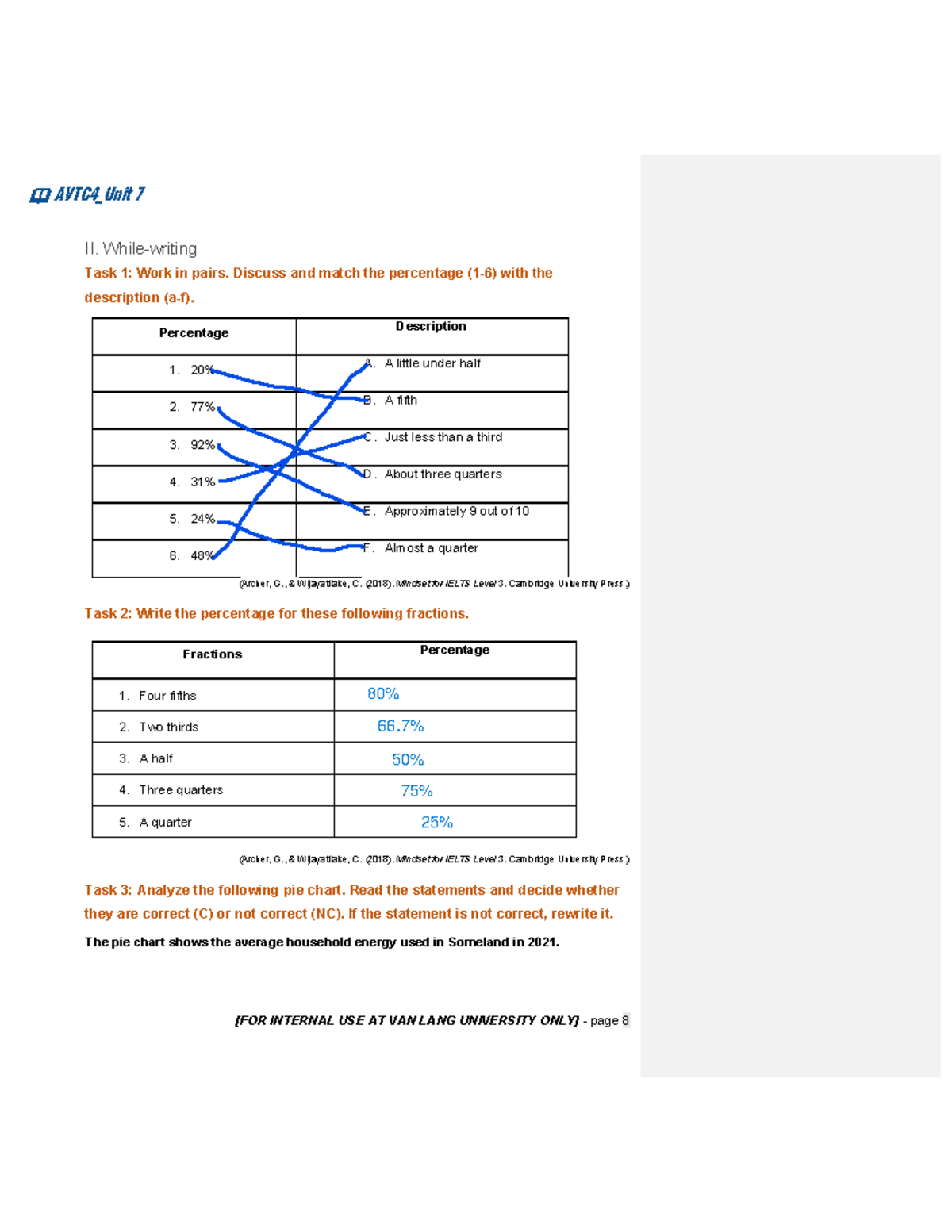 In class AVTC4 -Unit 7- Pie-charts - 📖 AVTC4_Unit 7 [FOR INTERNAL USE ...