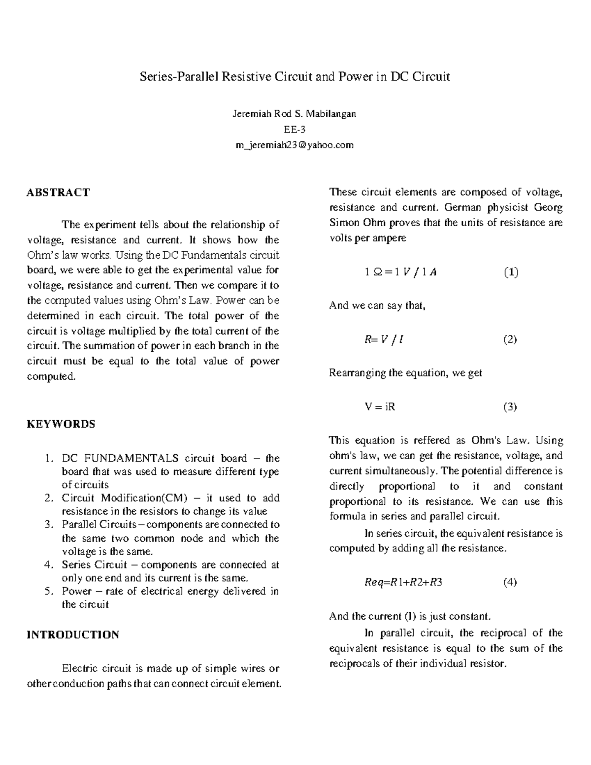 Series Parallel Resistive Circuit And Power In Dc Circuit Mabilangan 5048