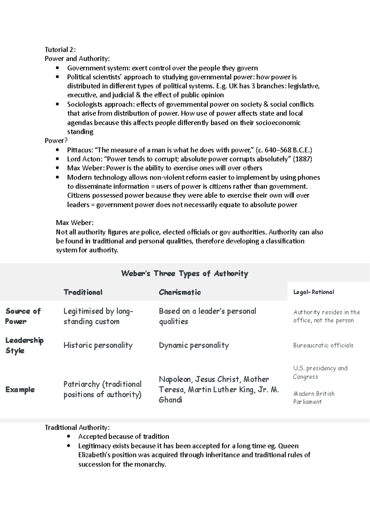 Tutorial 2 - law - Tutorial 2: Power and Authority: Government system ...
