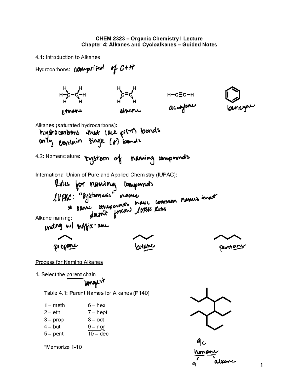 OChem 1 Chapter 4 Lecture Notes - CHEM 2323 – Organic Chemistry I ...