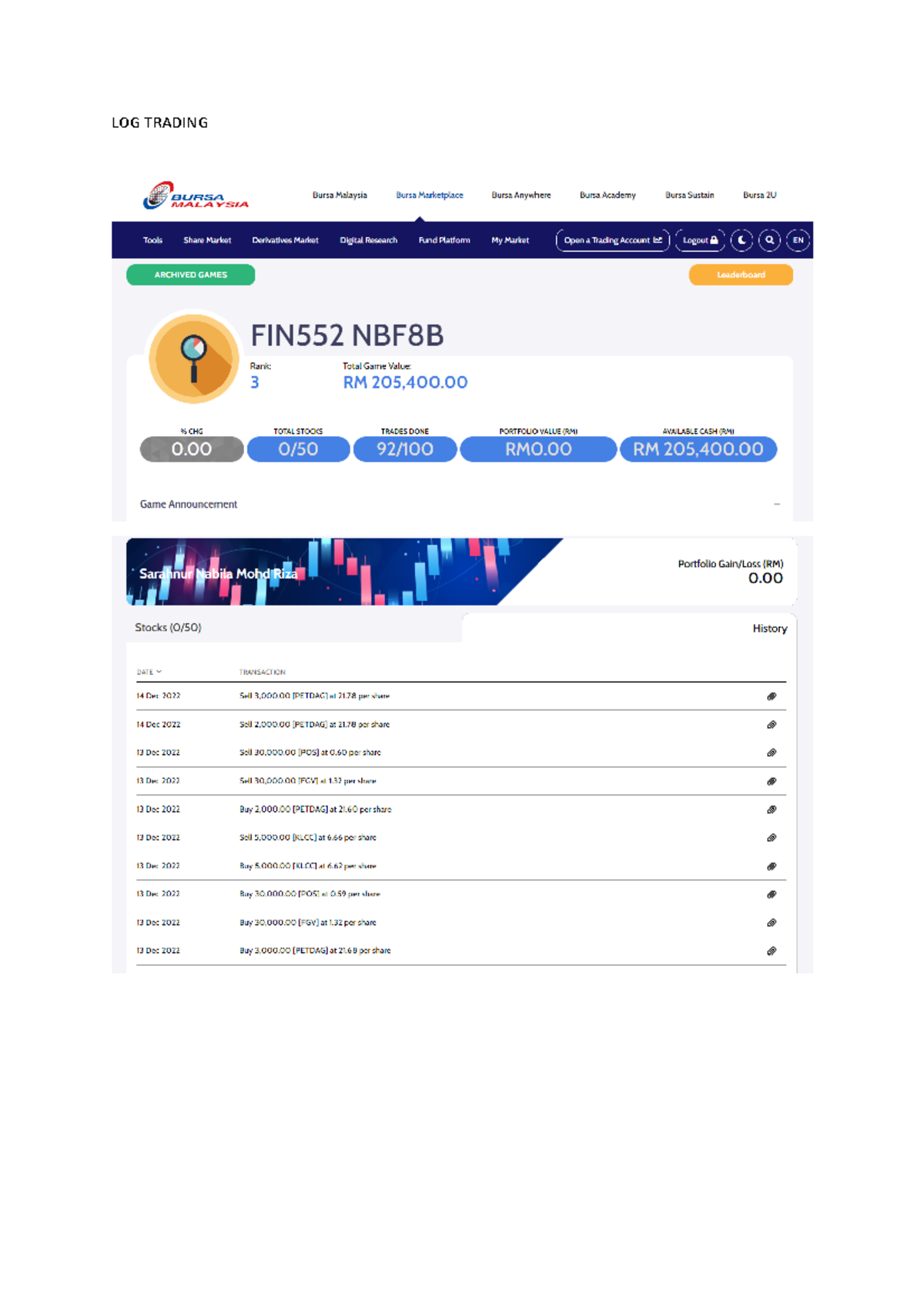 LOG Trading S FIN552 Group - Investment and Portfolio Analysis - LOG ...