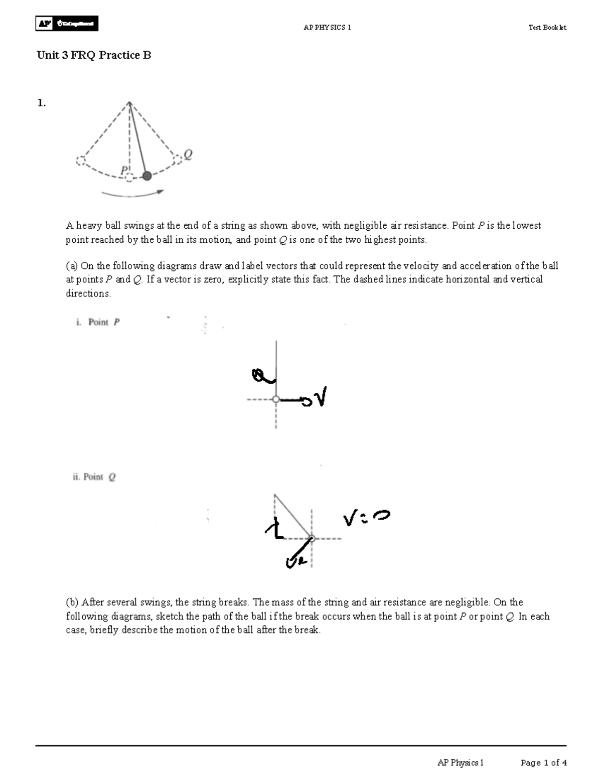 TB Unit3FRQPractice B - AP physics A Unit 3 FRQ - ####### 1. ####### A ...
