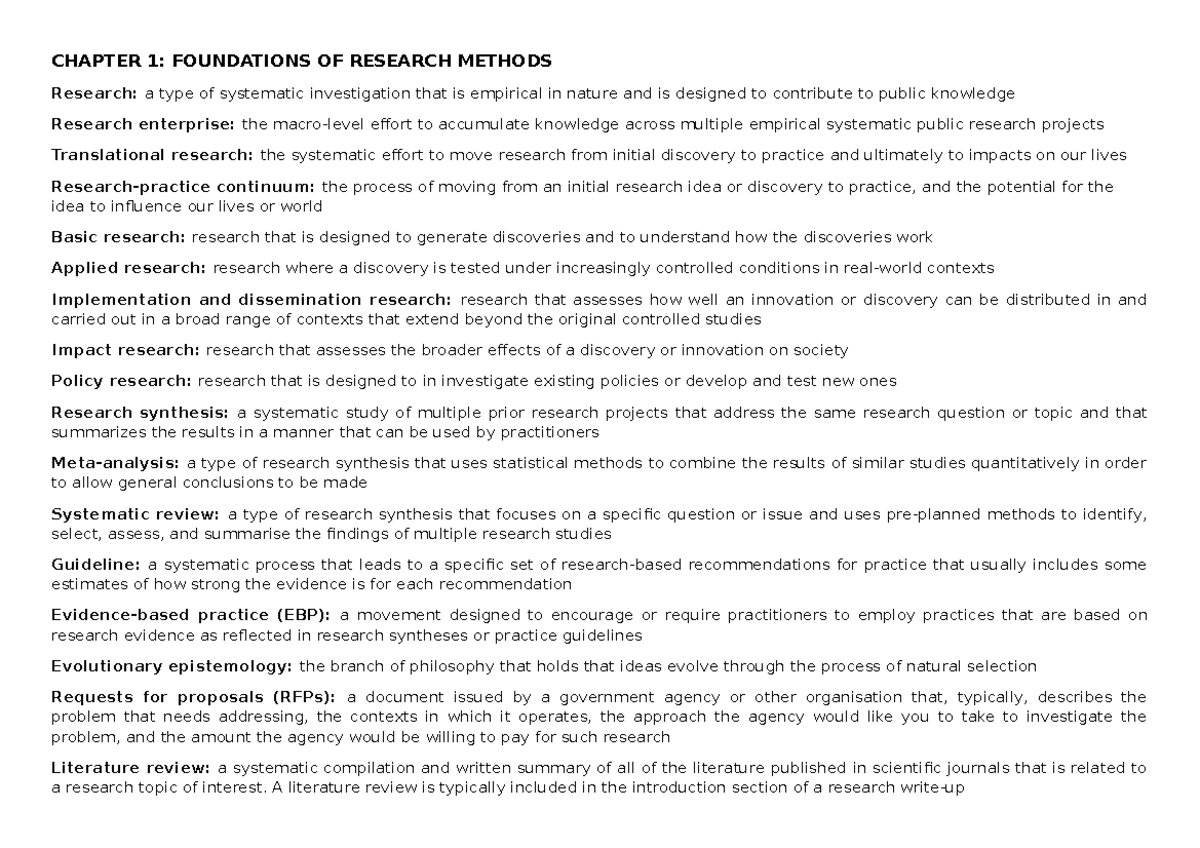 Glossary words from the book BRM - CHAPTER 1: FOUNDATIONS OF RESEARCH ...