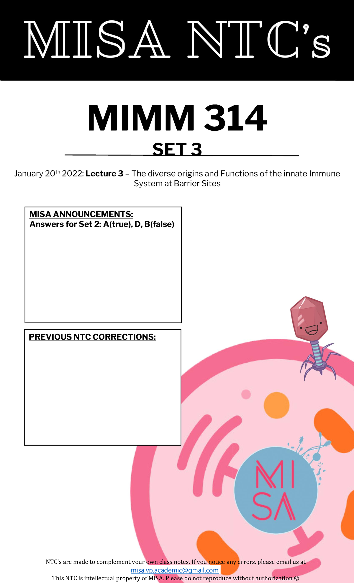MIMM 314 Set 3 - summary of everything covered in class 3 - MIMM 314 ...