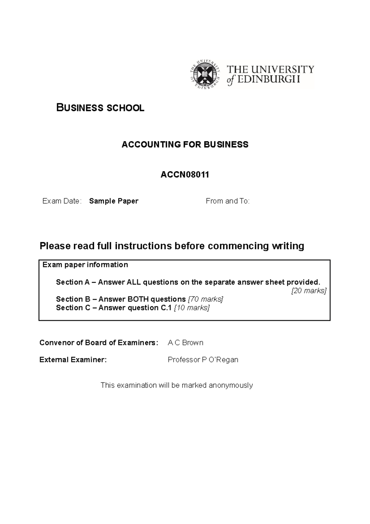 Accounting for Business Sample Paper with solutions (002) - BUSINESS ...