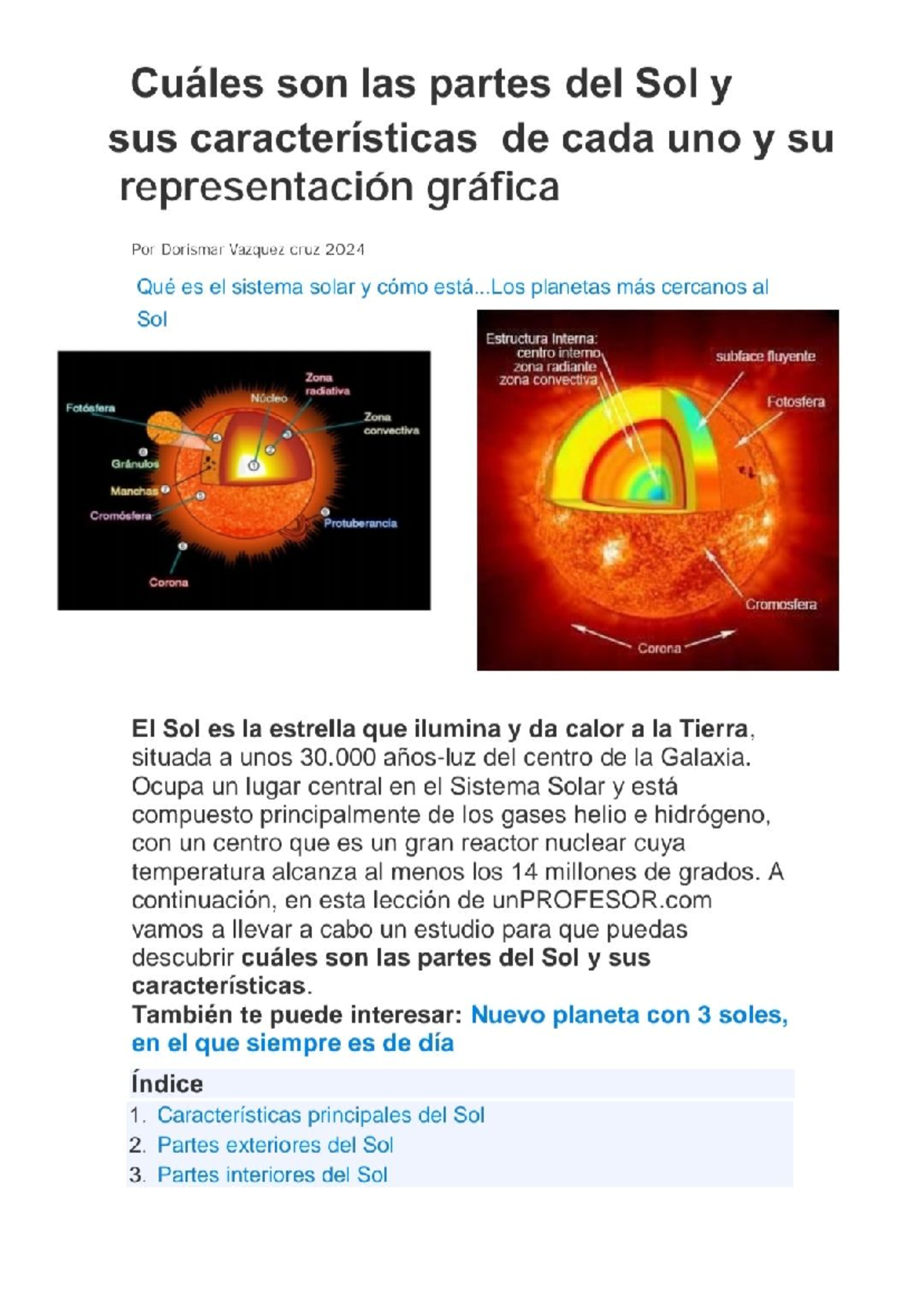 Gepgrafia - Tareas necesarias - Cuáles son las partes del Sol y sus ...
