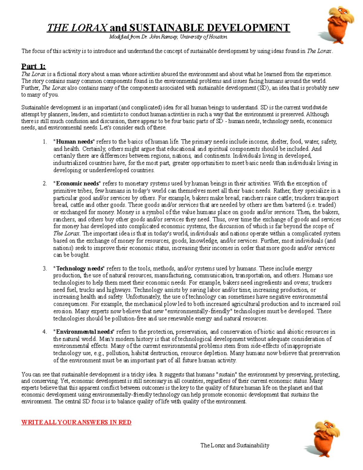 Activity - The Lorax-1 - THE LORAX and SUSTAINABLE DEVELOPMENT Modified ...