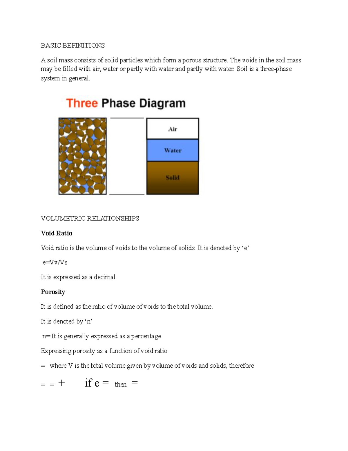 Geotech notes 1 new - BASIC BEFINITIONS A soil mass consists of solid ...