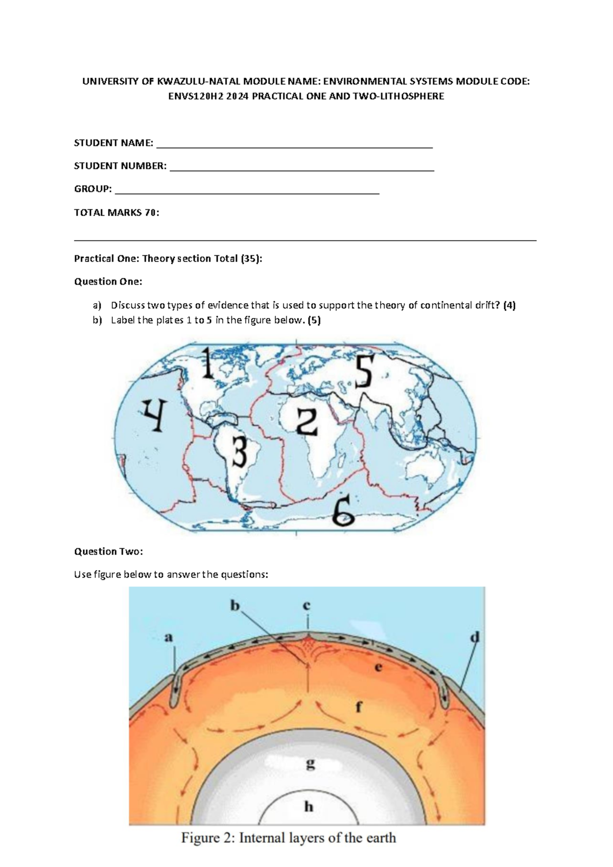 Lithosphere and Hydrosphere practical 1 and 2-2024 - UNIVERSITY OF ...