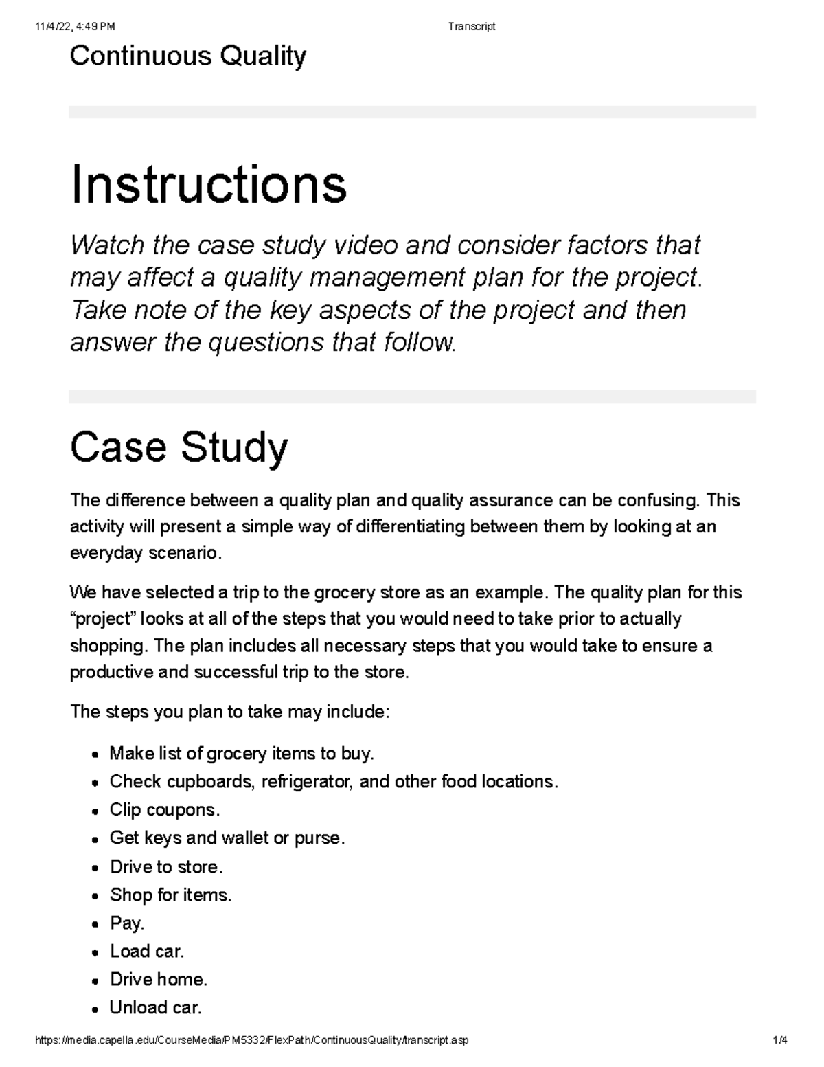 Activity Continuous Quality - Transcript - Continuous Quality ...