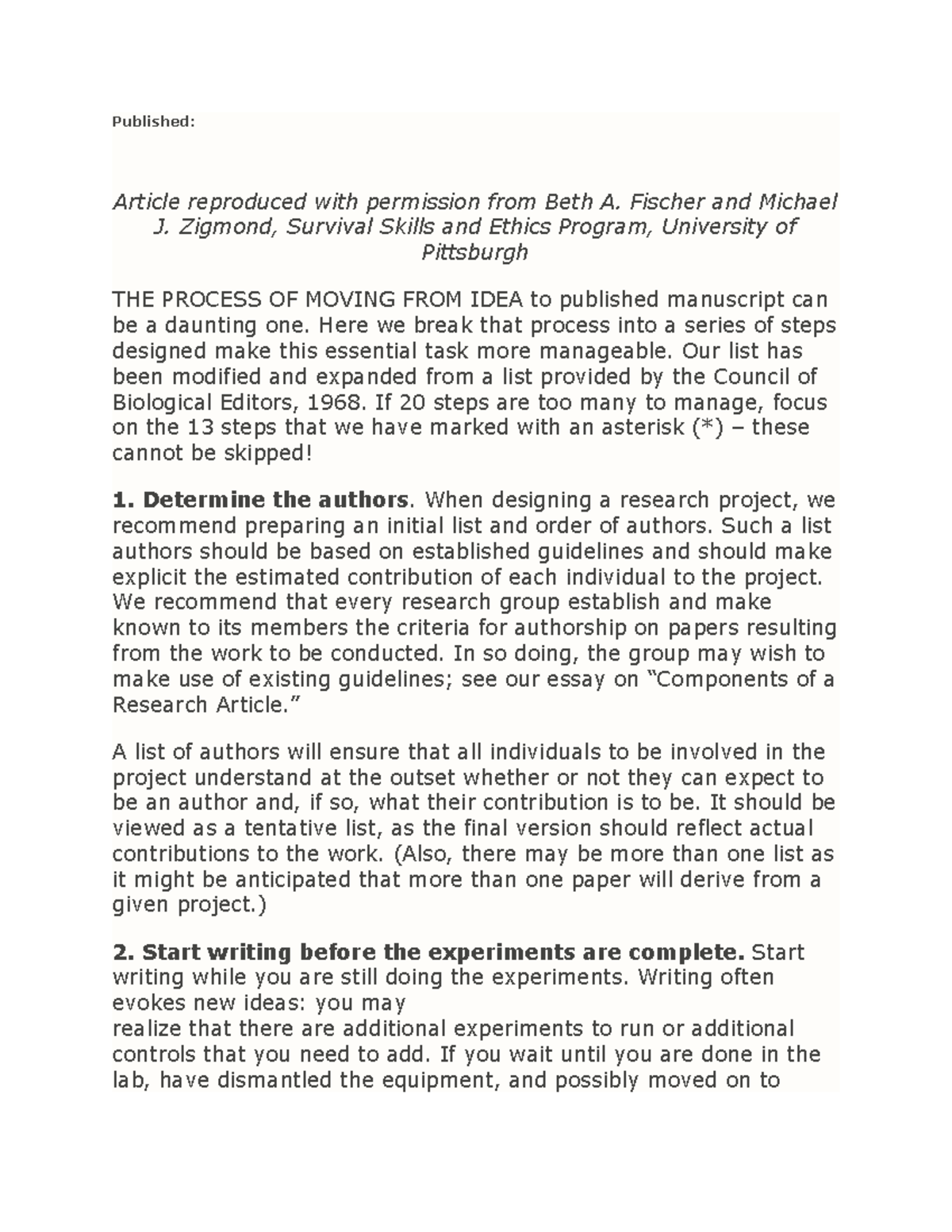 Steps in Writing an Academic Paper - Published: Article reproduced with ...