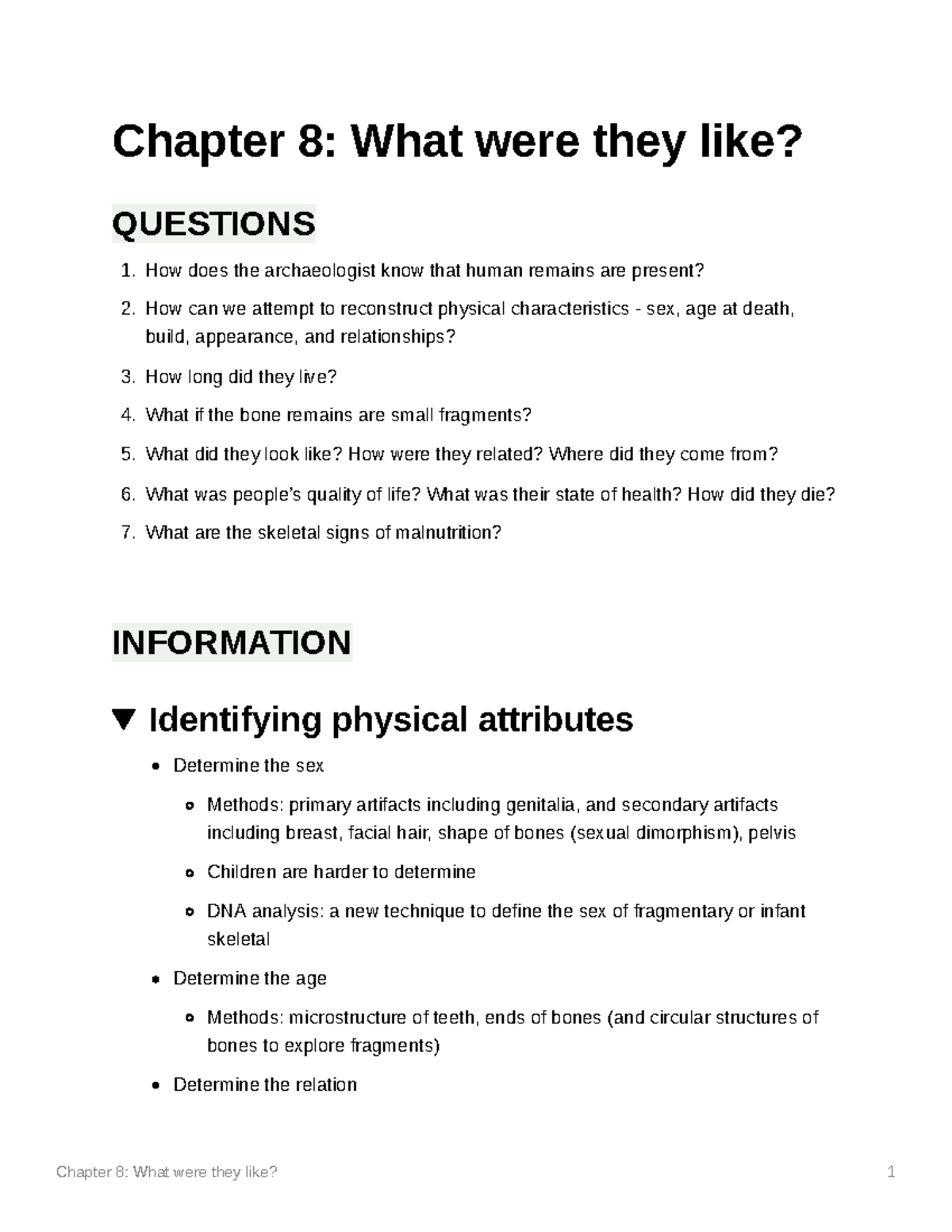 Chapter 8 What were they like - Chapter 8: What were they like? 1 ...