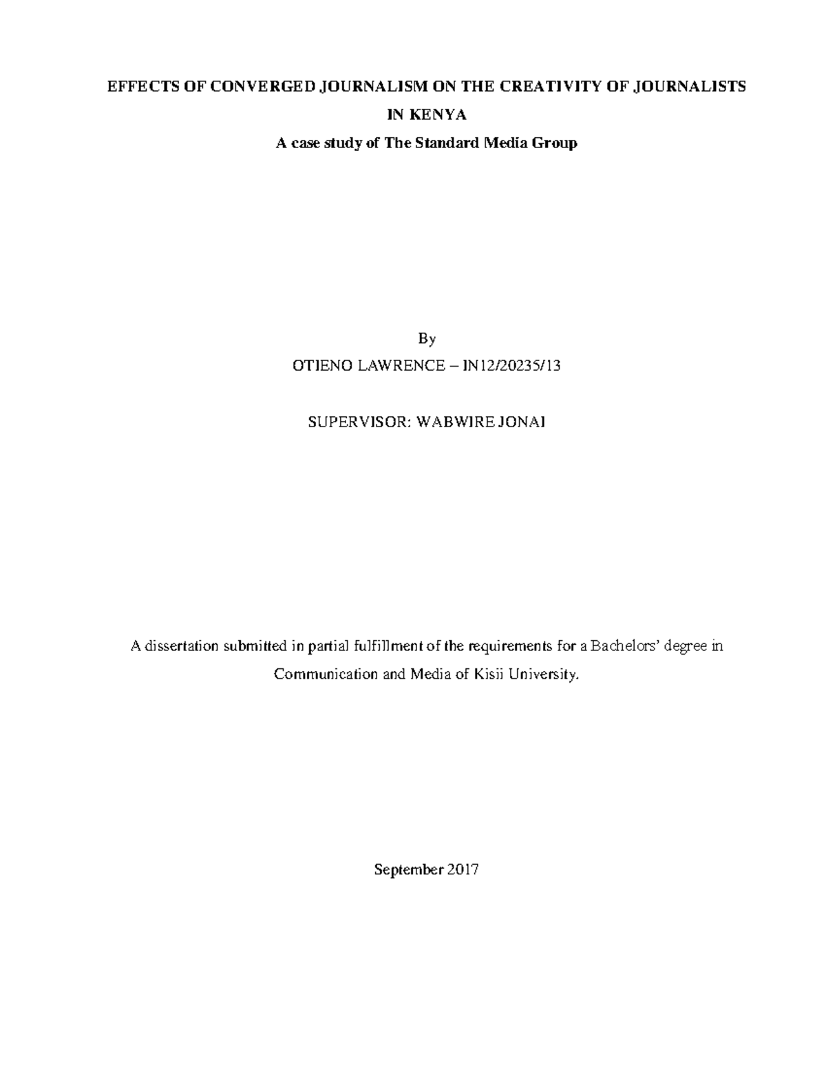 Effects OF Converged Journalism ON THE C - EFFECTS OF CONVERGED ...