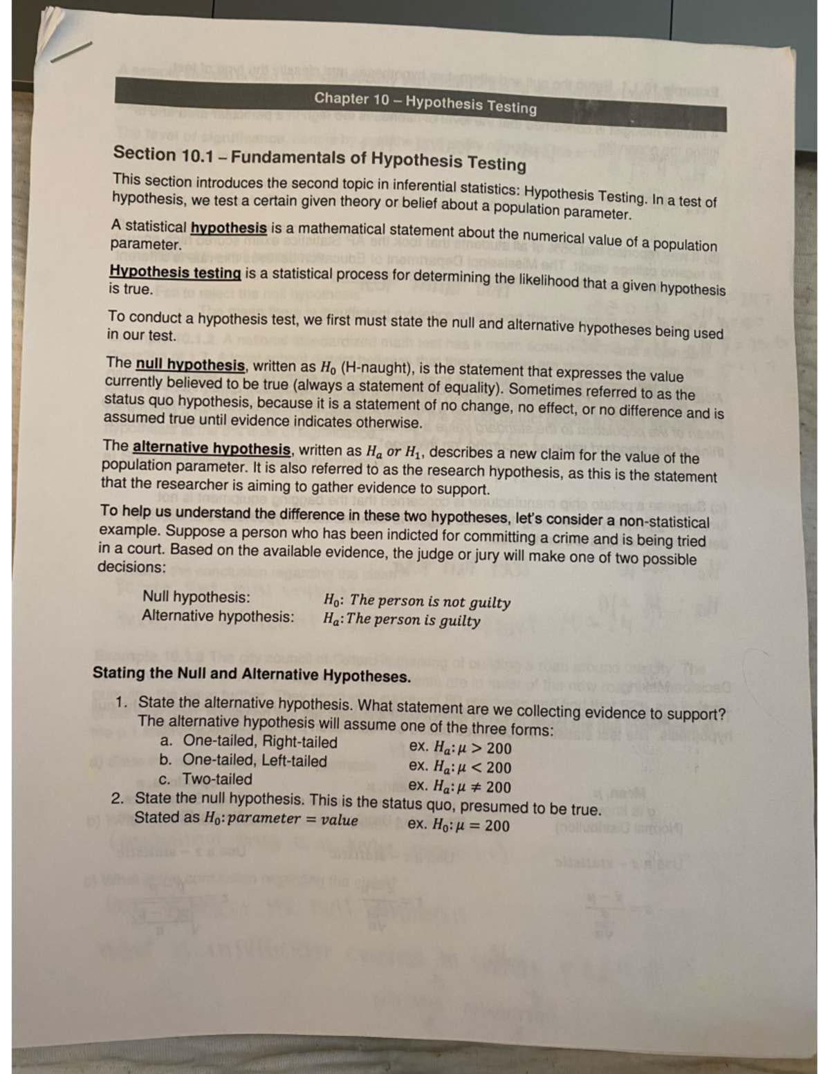 Stats Chp 10 pg 1 - Fundamentals of hypothesis testing - Math 115 - Studocu