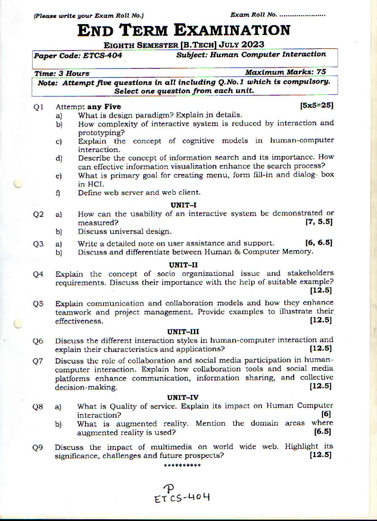 IT Question Papers 2022-2023 8th Semester - btech - Studocu