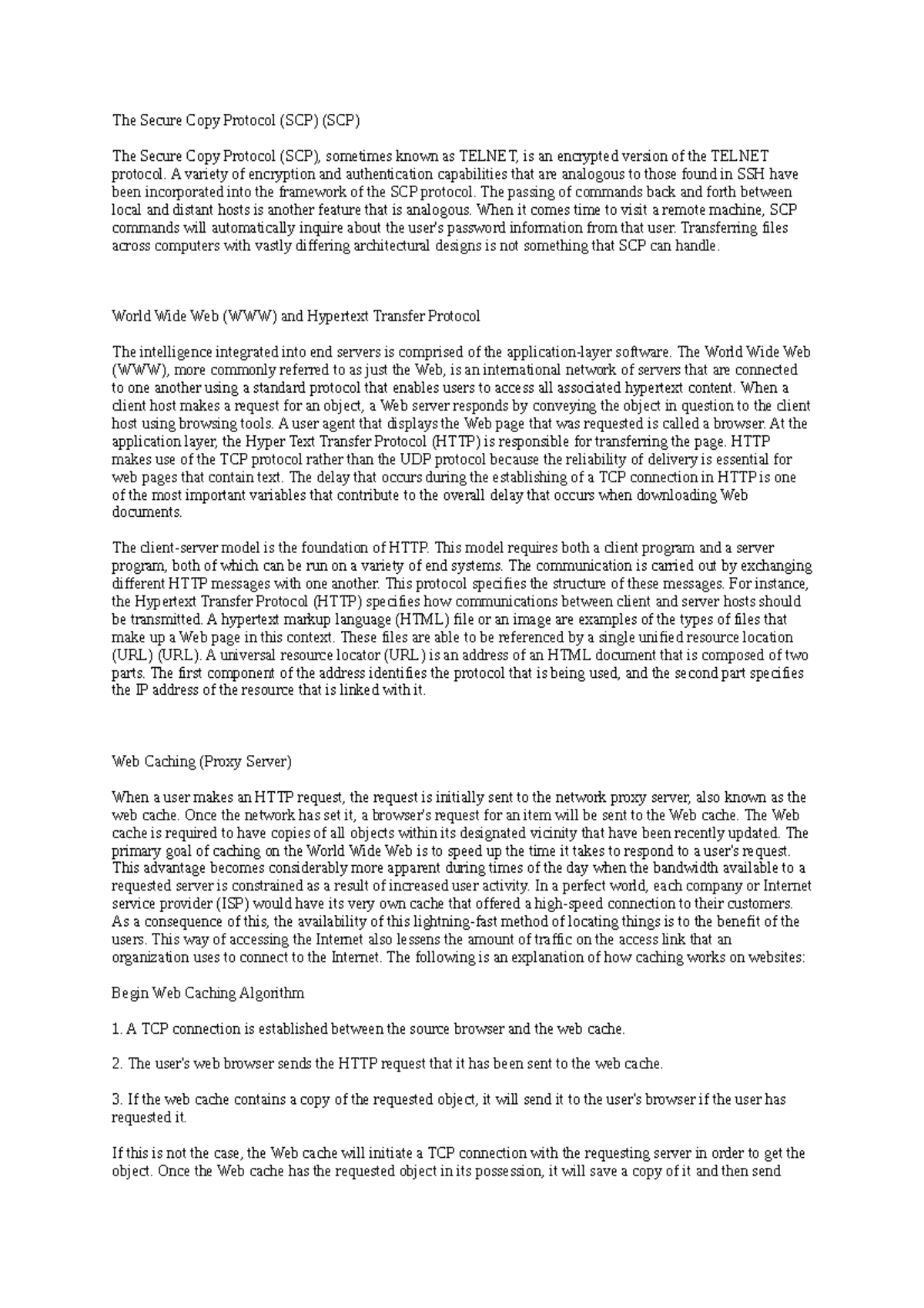 Other protocol - The Secure Copy Protocol (SCP) (SCP) The Secure Copy ...