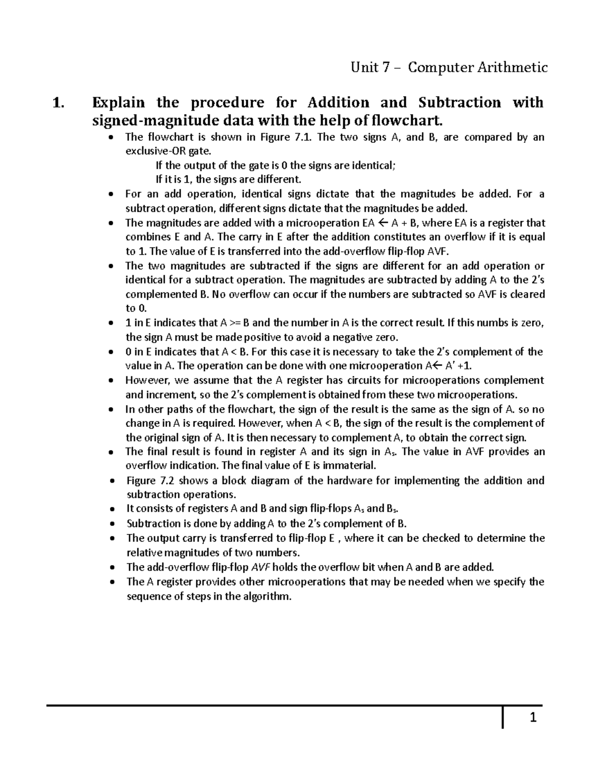 Computer Arithmetic Digital Fundamentals 1 Explain The Procedure For Addition And