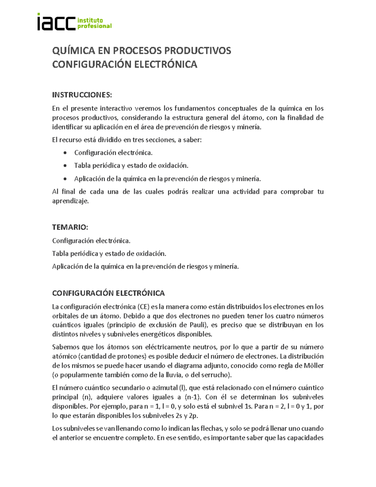 S1 Interactivo Profundizacion Quipp 1202 DES - QUÍMICA EN PROCESOS PRODUCTIVOS CONFIGURACIÓN ...