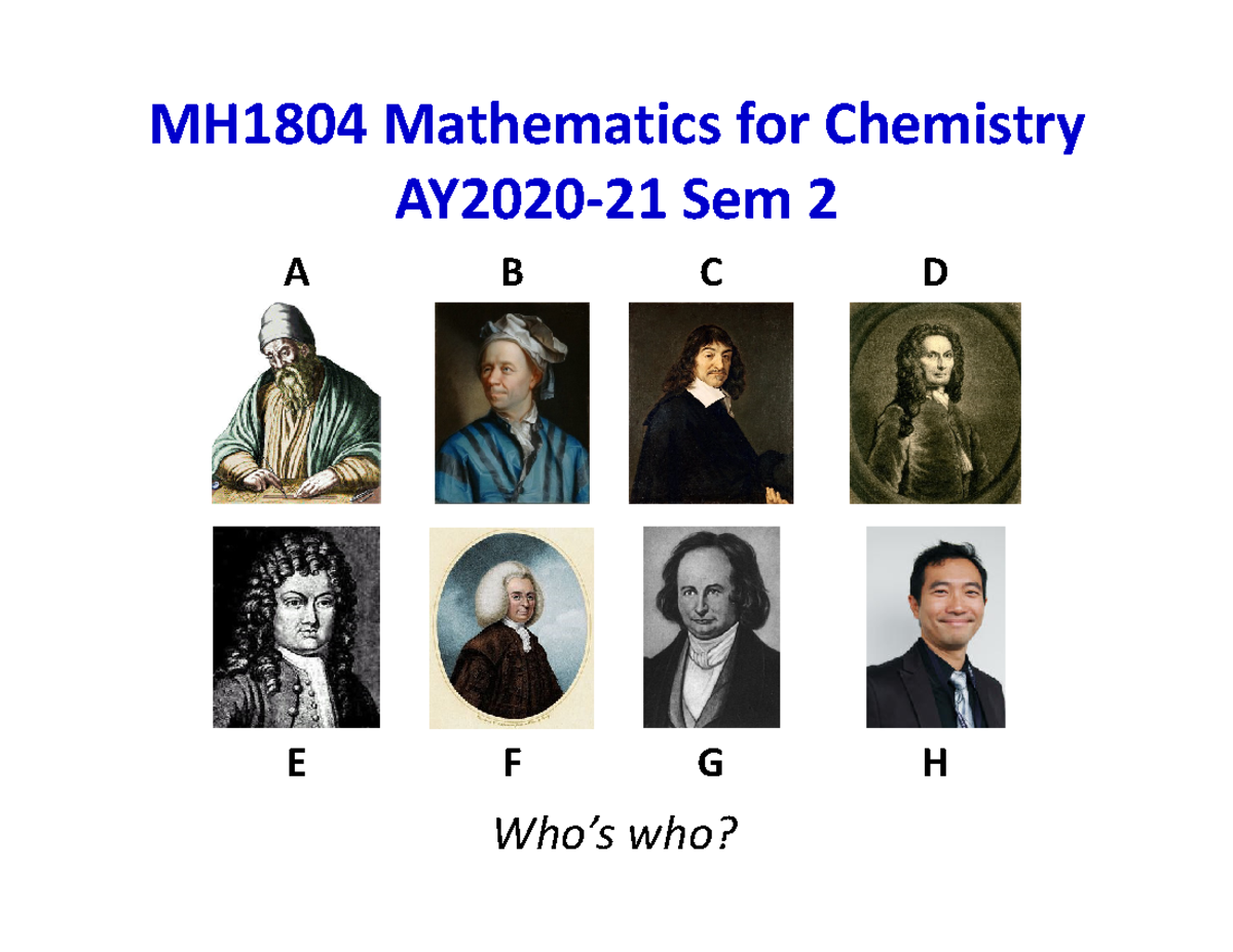 Lecture Slides 01 - MH1804 Mathematics for Chemistry AY2020‐21 Sem 2 ...