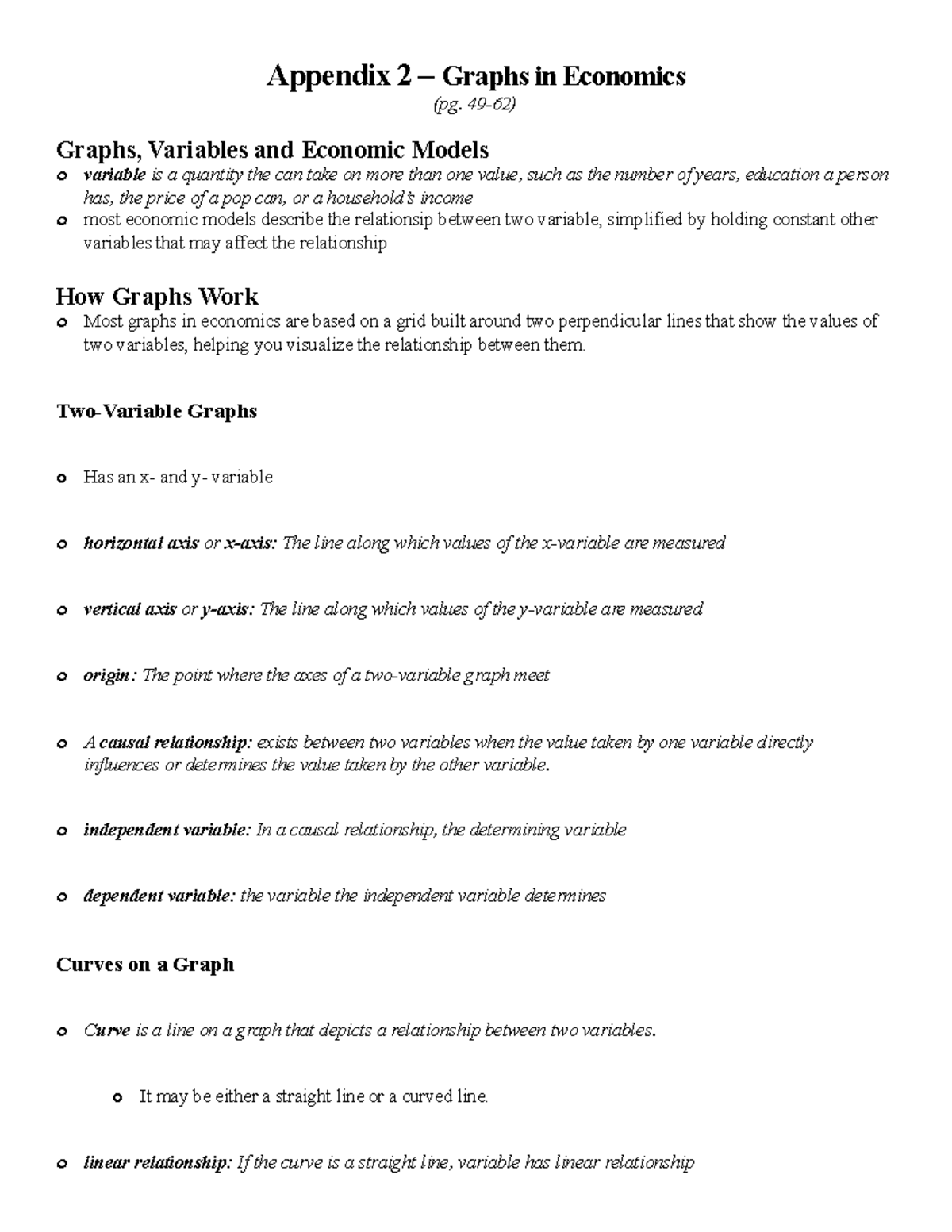 Appendix 2 - Uoft Notes - Appendix 2 – Graphs in Economics (pg. 49-62 ...