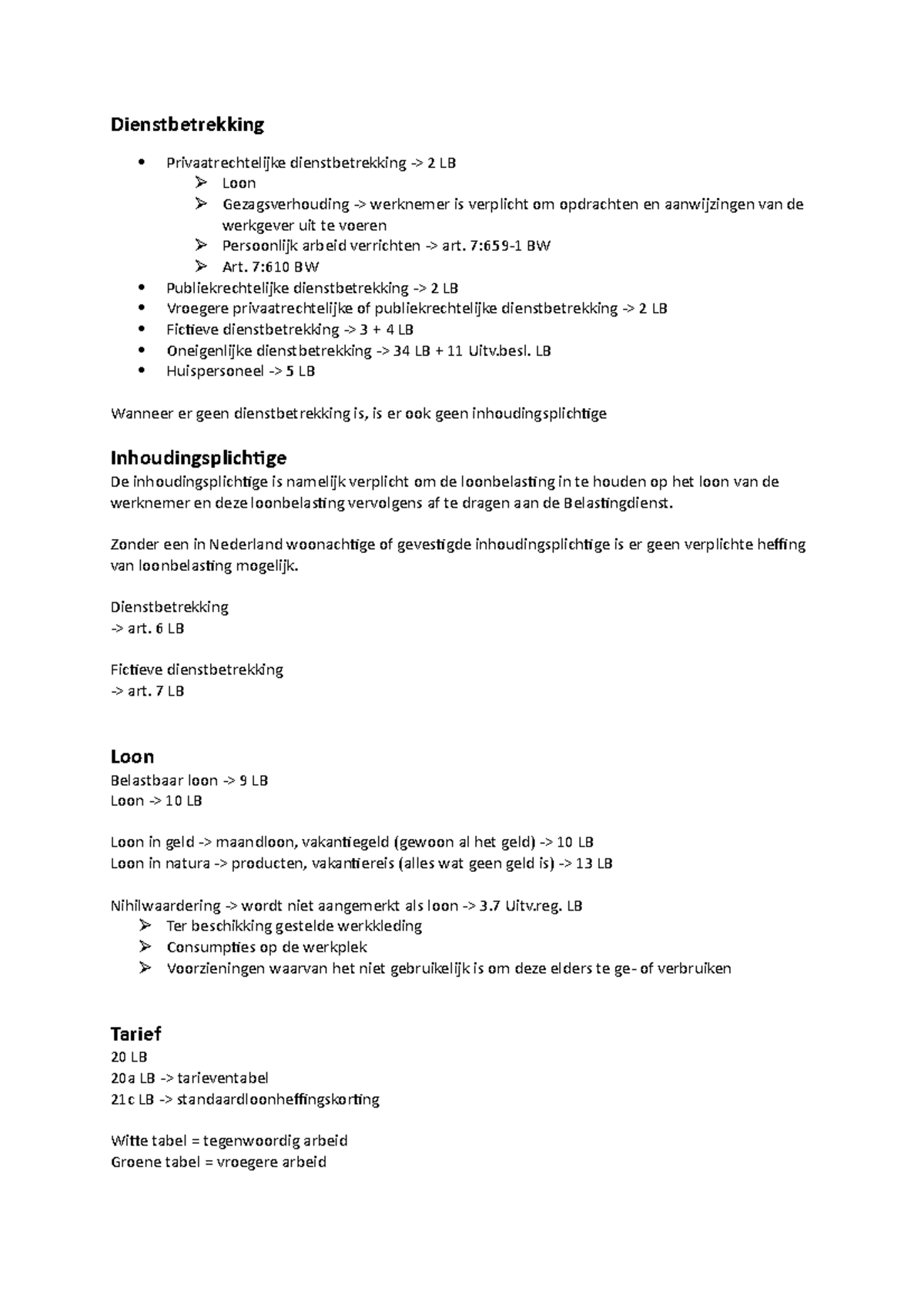 Loonbelasting - Dienstbetrekking Privaatrechtelijke dienstbetrekking ...