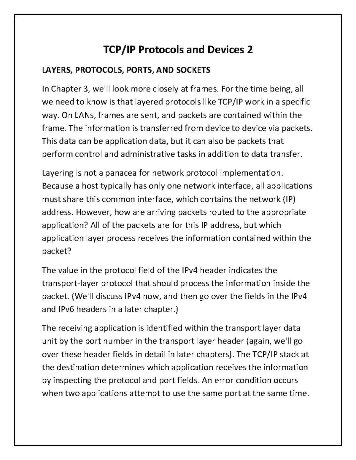 TCP 2 - TCP - TCP/IP Protocols and Devices 2 LAYERS, PROTOCOLS, PORTS ...