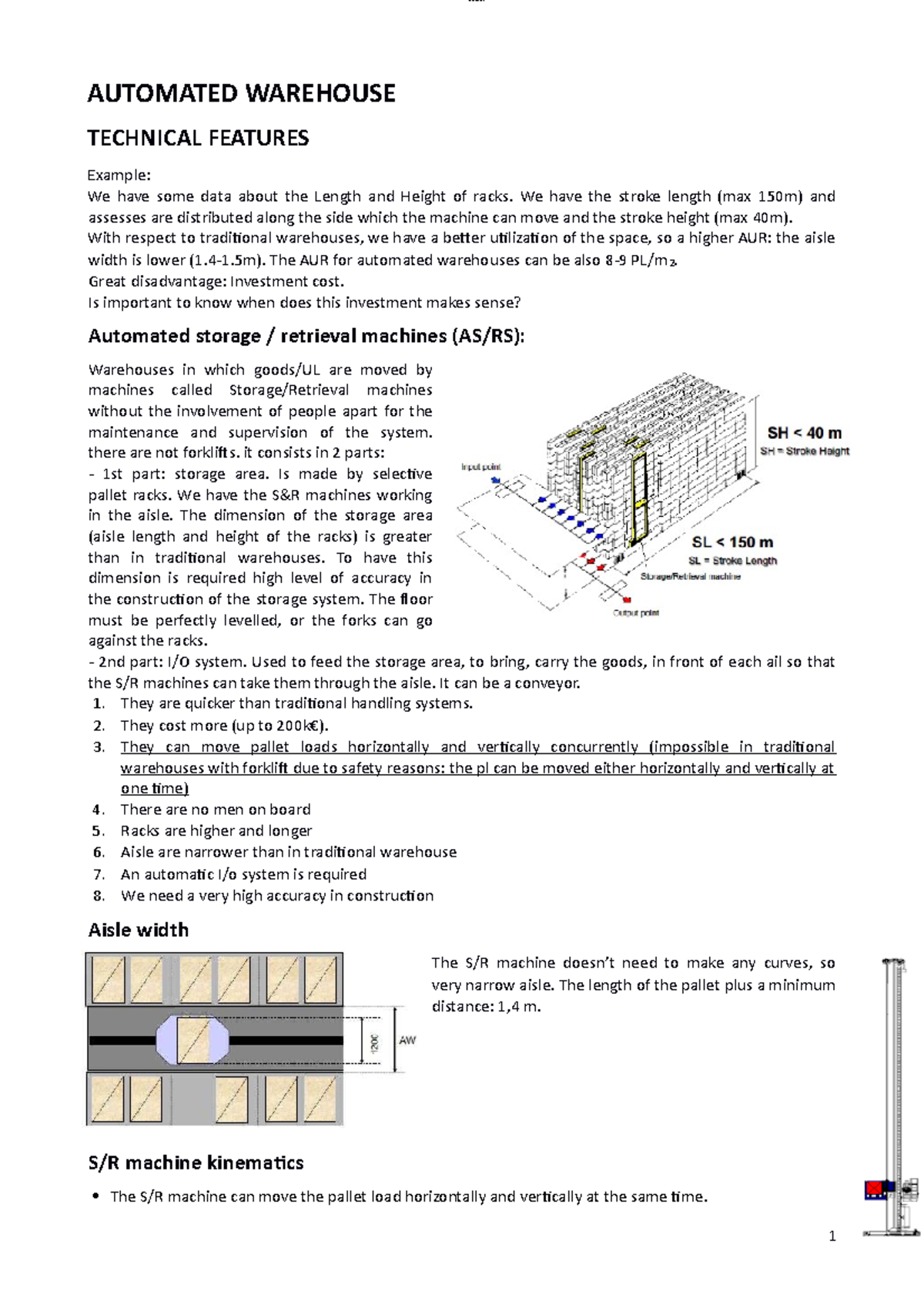 6. Automated warehouses - AUTOMATED WAREHOUSE TECHNICAL FEATURES ...