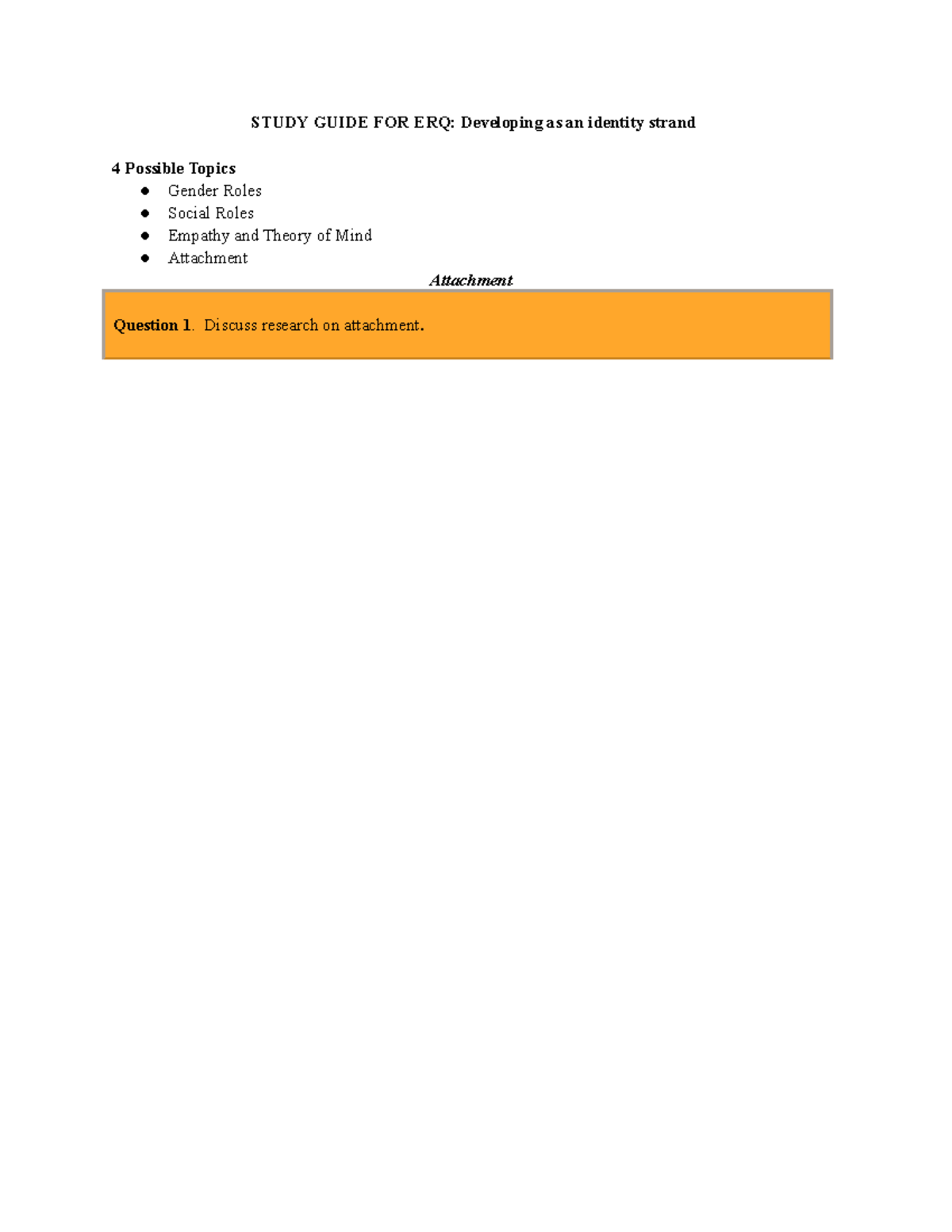 (C2) Study Guide FOR ERQ Developing as an identity strand - STUDY GUIDE ...