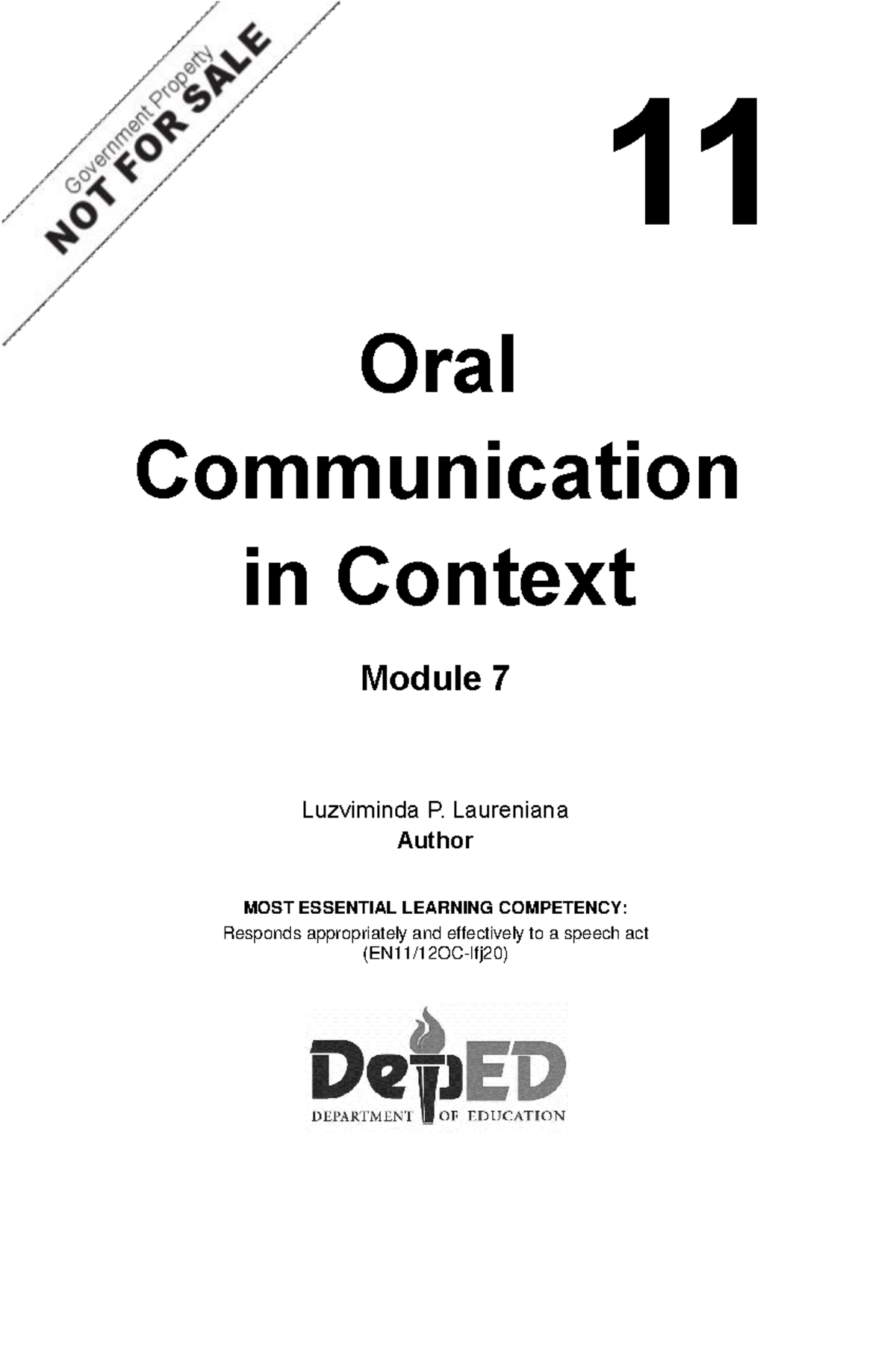 English Oral Communication Week 7 - 11 1 Oral Communication in Context ...