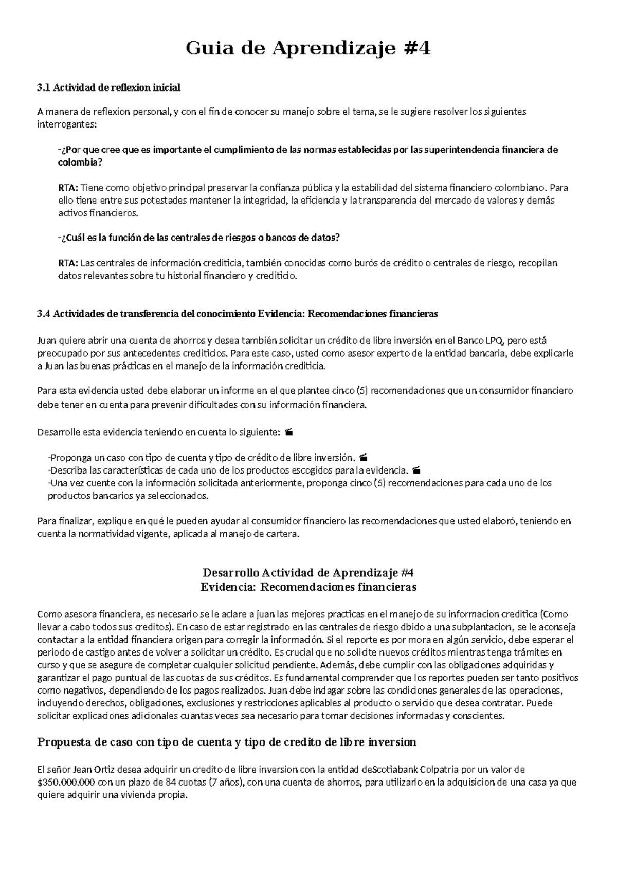 ANALISIS FINANCIERO SENA GUIA 4 ACTIVIDAD 2 - Guia de Aprendizaje 3 Actividad de reflexion ...