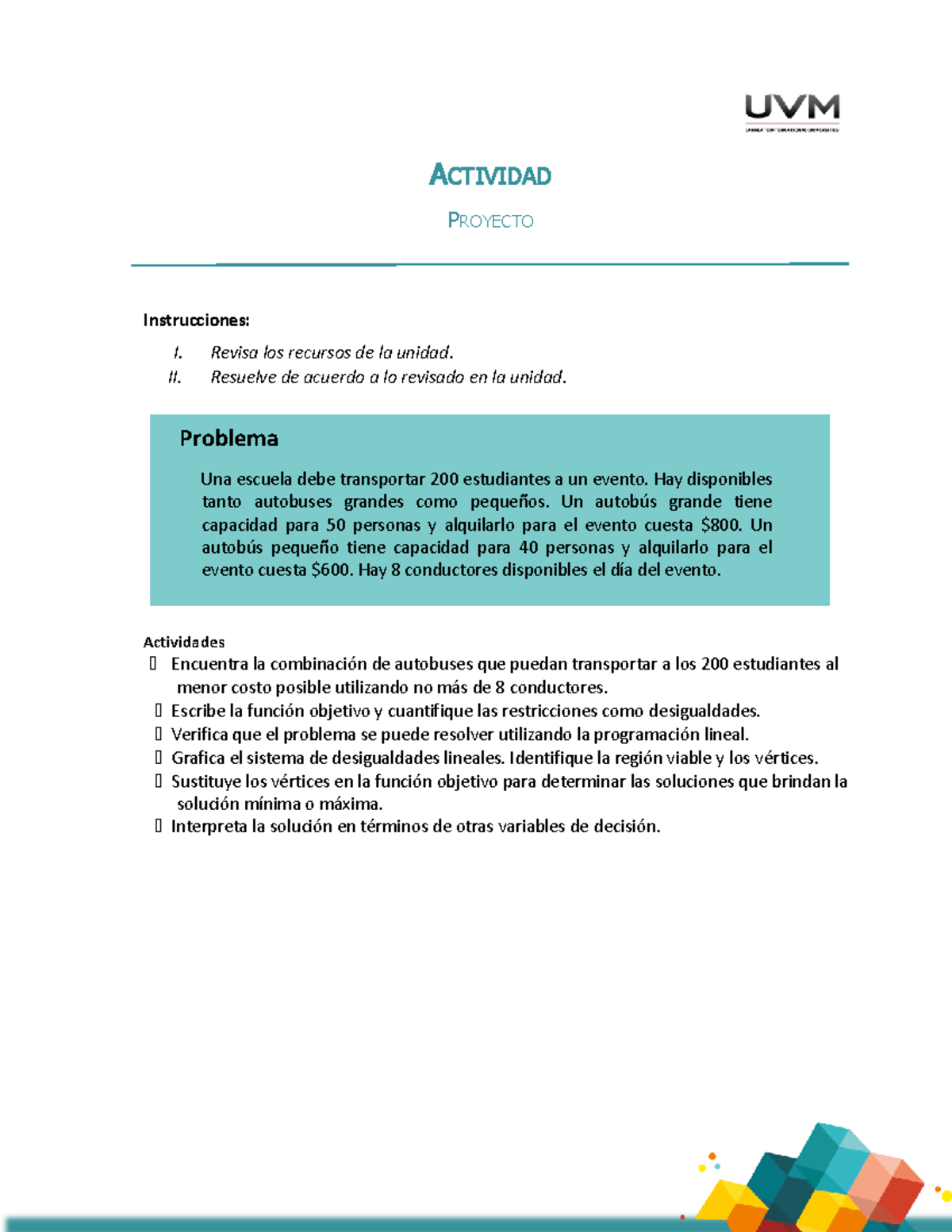 U7 Proyecto - unidad 7 - ACTIVIDAD PROYECTO Instrucciones: I. Revisa ...
